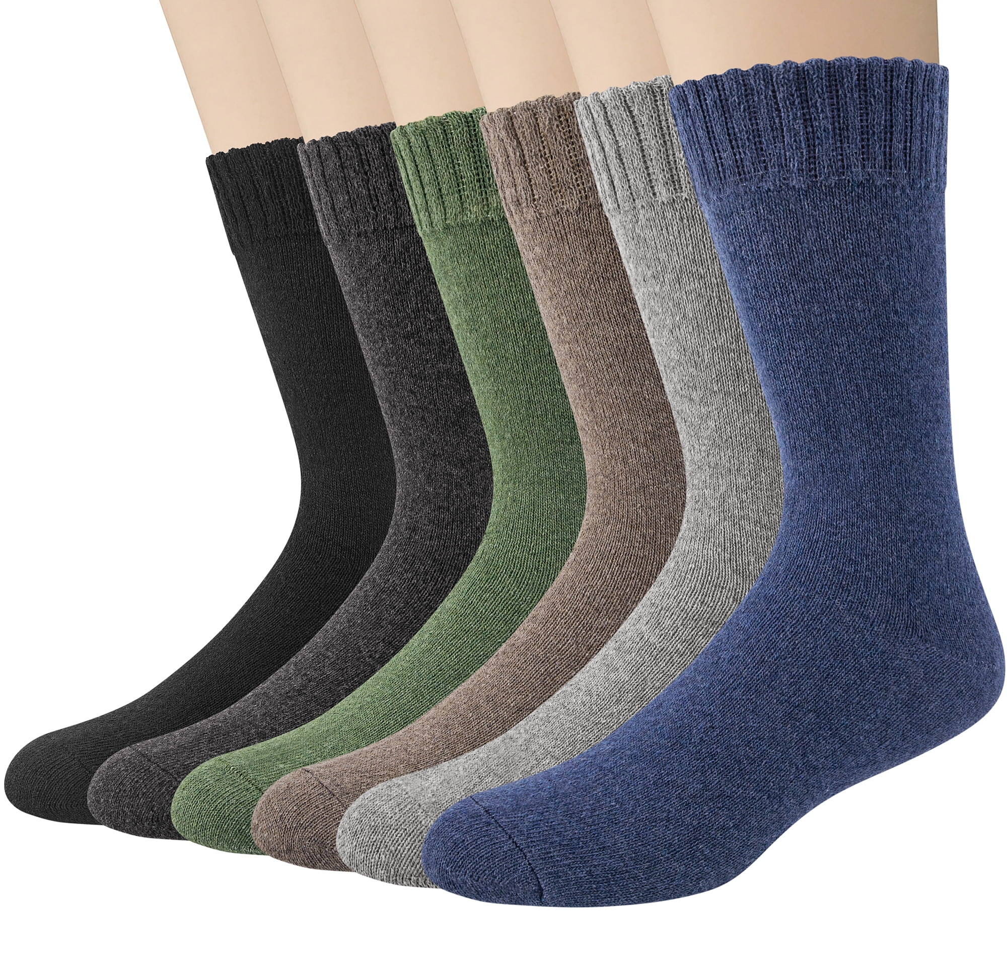 Loritta Mens Wool Socks Crew Dress Cozy Boot Thermal Winter Heated ...