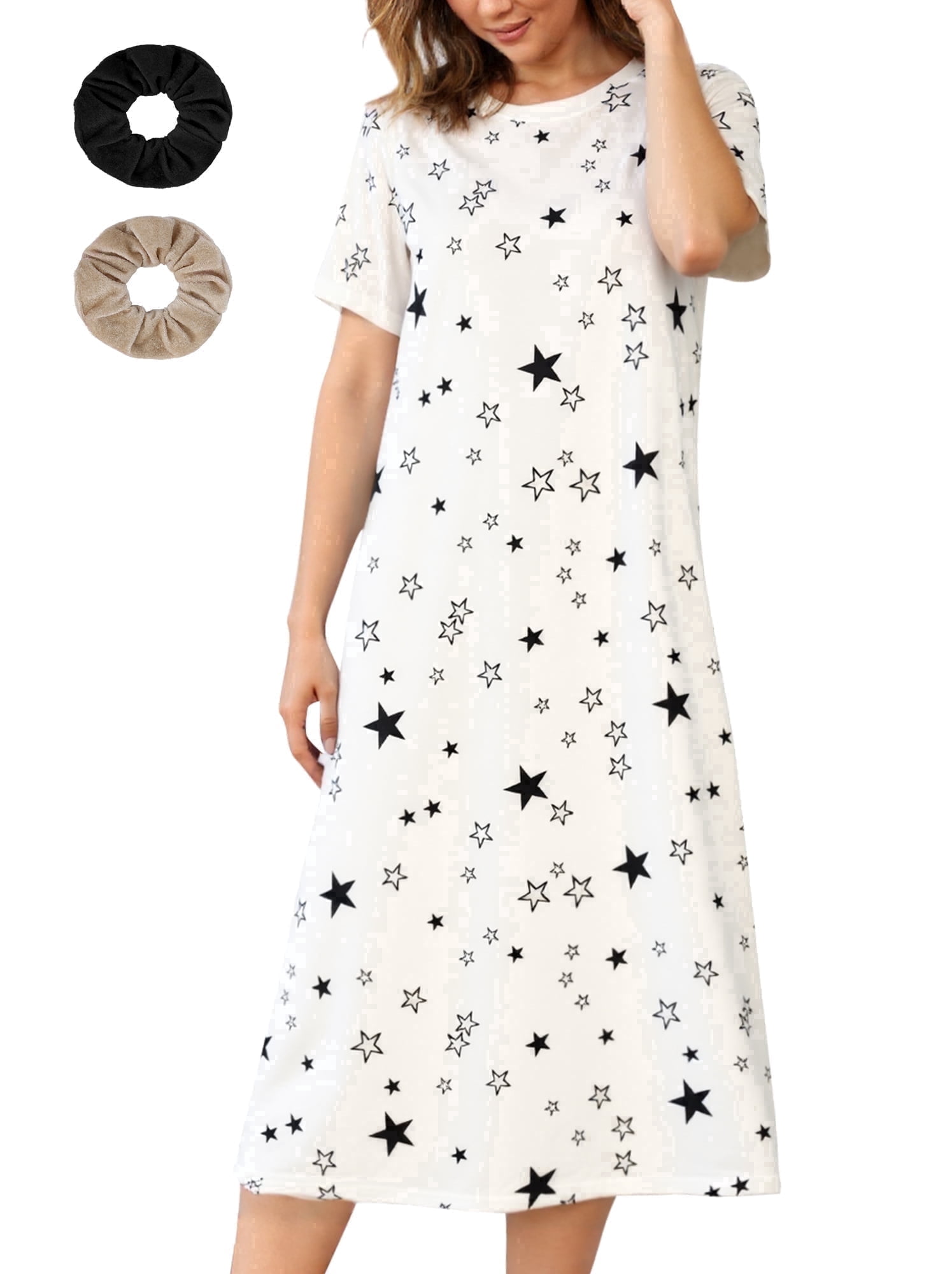 Loritta Nightgowns for Women Sleepwear Short Sleeve Sleepshirt Casual ...