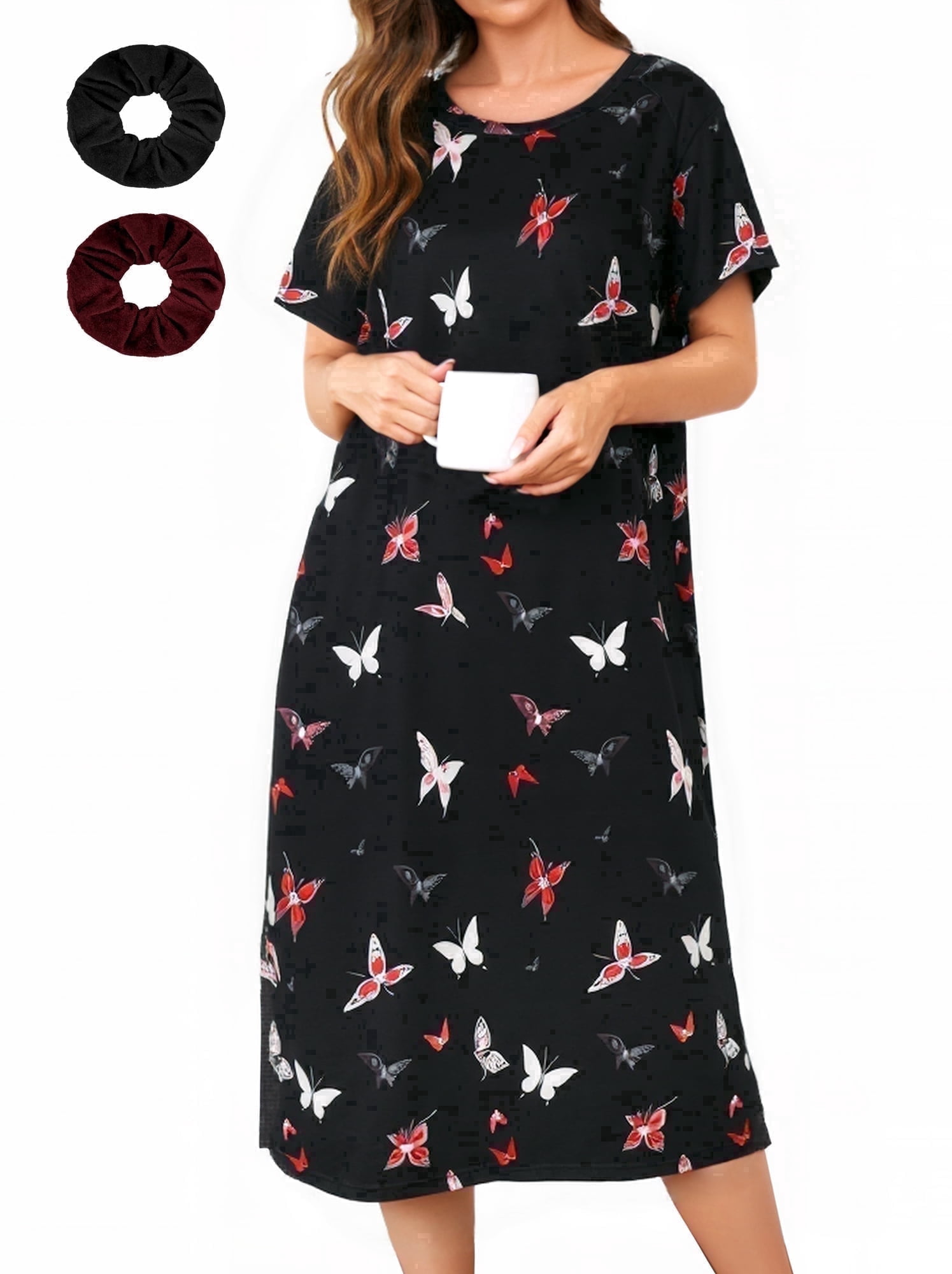 Loritta Nightgowns for Women Sleepwear Short Sleeve Sleepshirt Casual ...