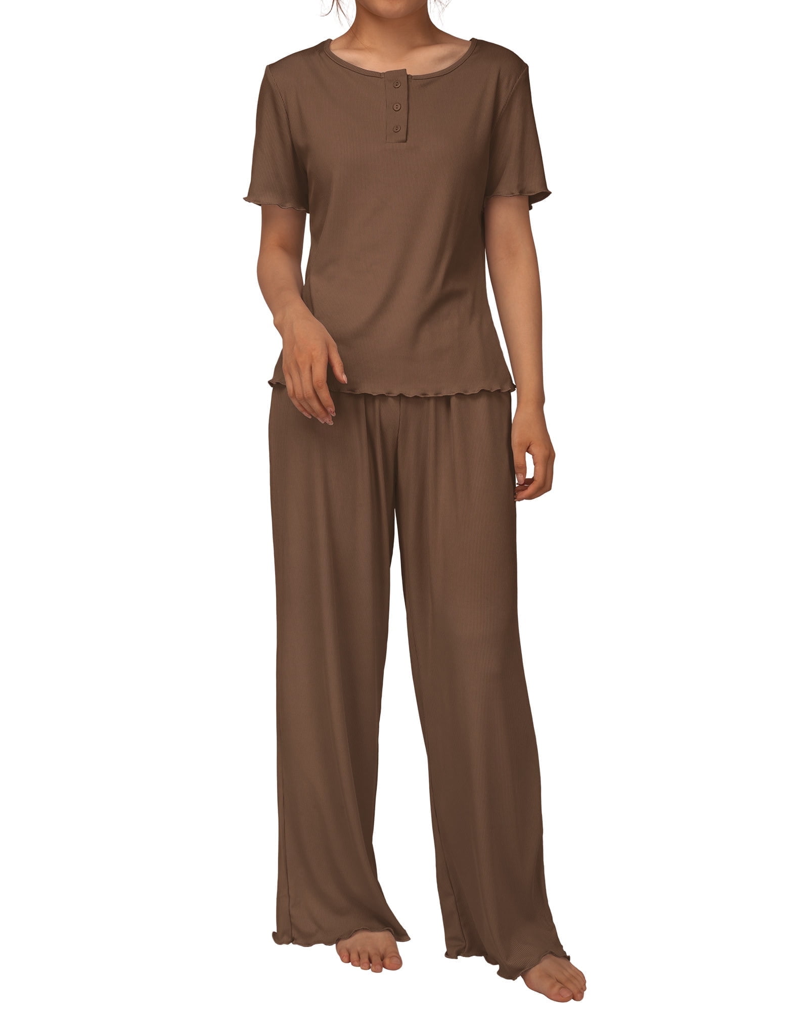 Loritta Womens Pajamas Knit Long Pants Lounge Sets 2 Piece For Women ...