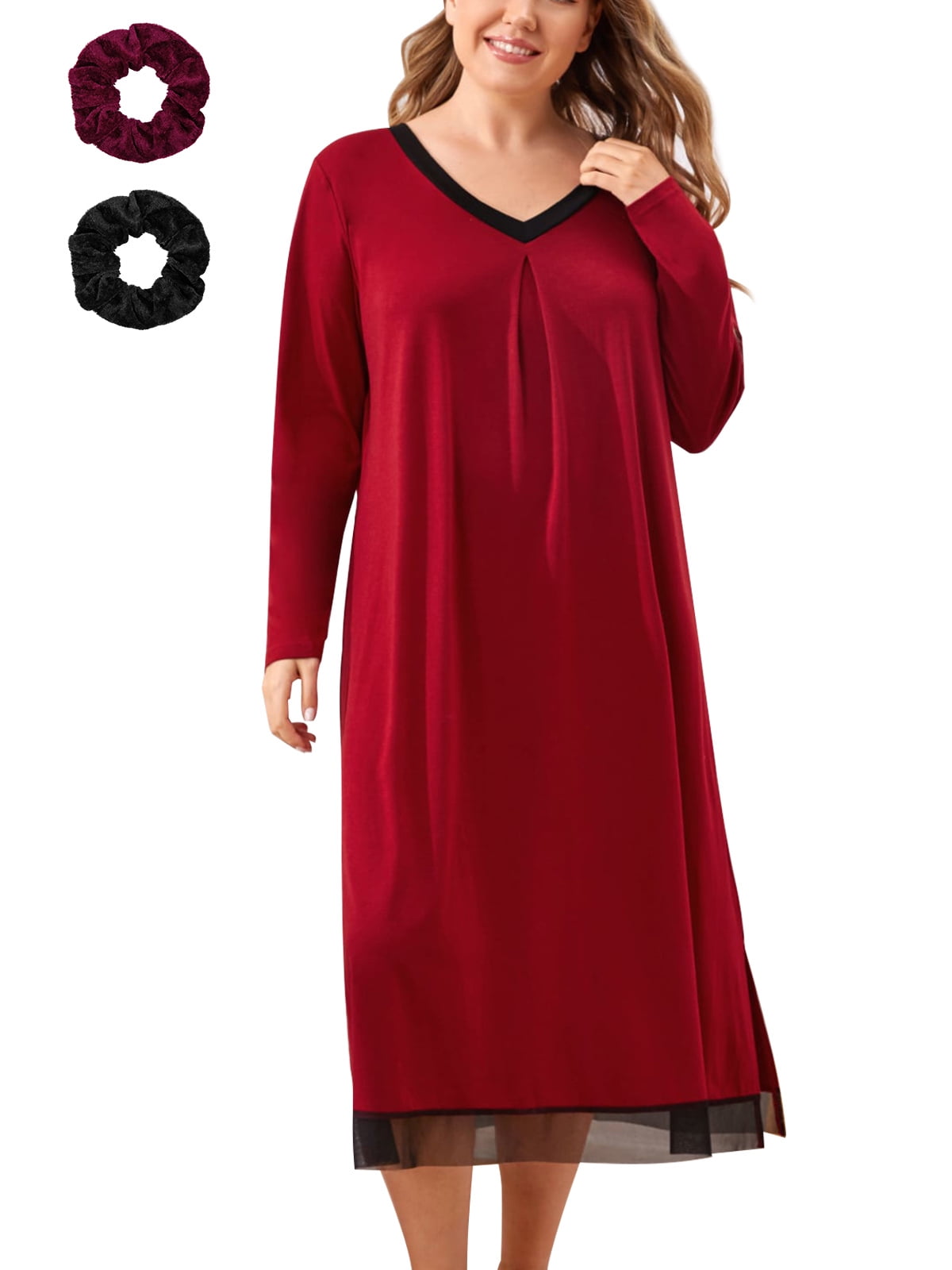 Loritta Plus Size Nightgowns for Women House Dress Long Sleeve ...