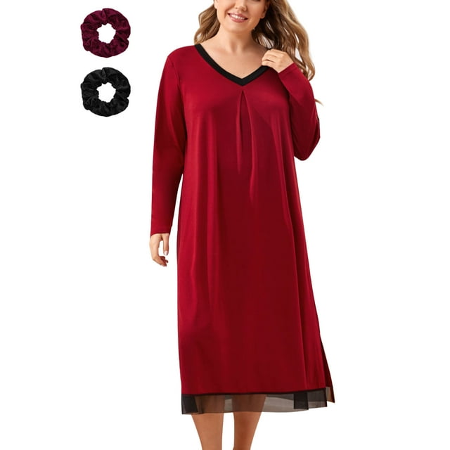 Loritta Plus Size Nightgowns for Women House Dress Long Sleeve Loungewear Moomoo Nightgowns ...