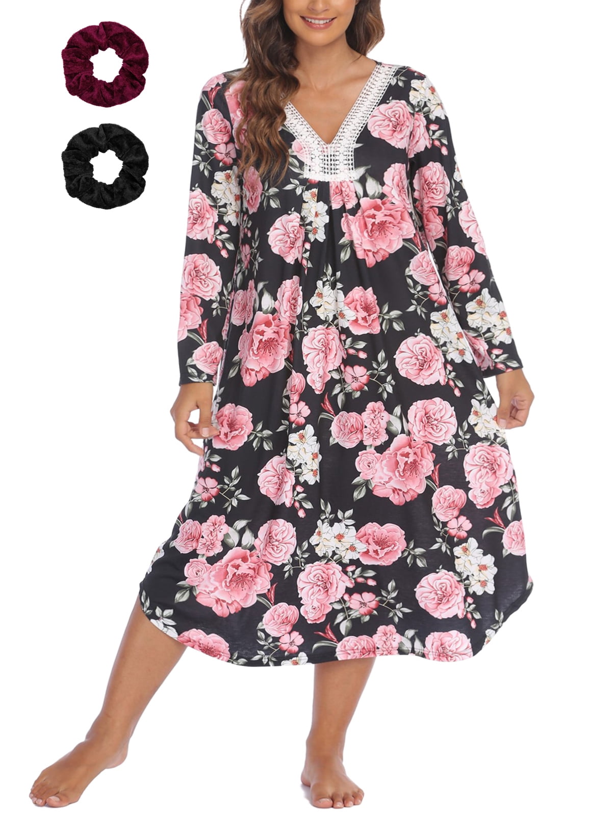 Loritta Plus Size Nightgowns for Women House Dress Long Sleeve ...