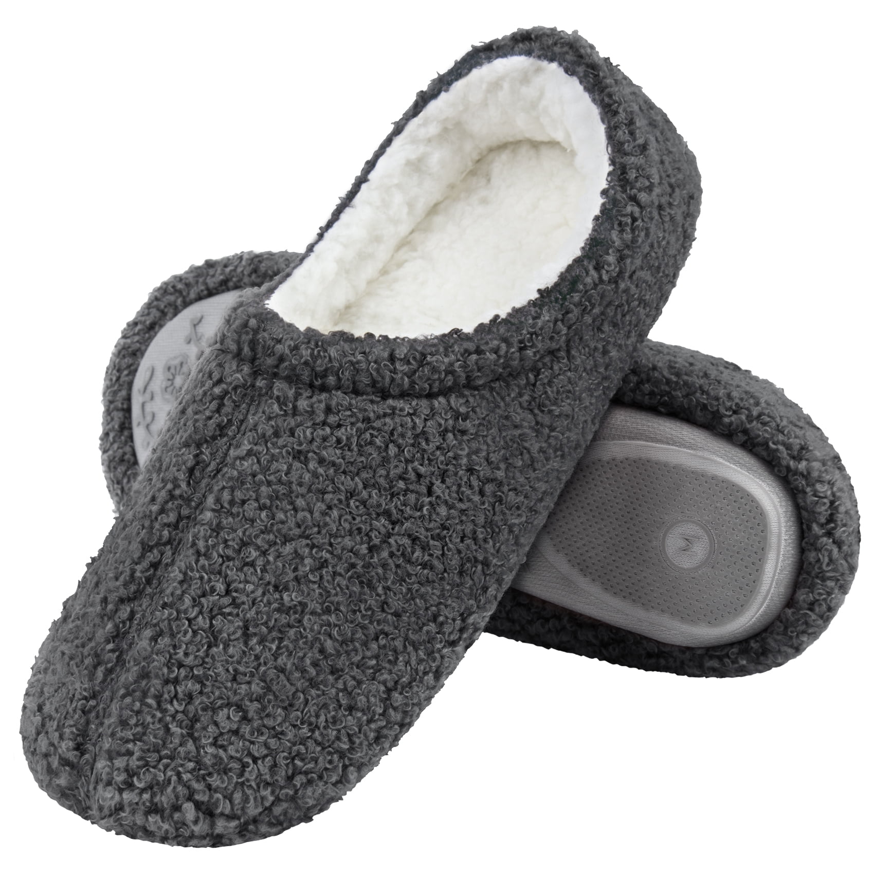 Loritta Women's Unisex House Slippers, Anti-Slip Memory Foam, Gray, M 9 ...
