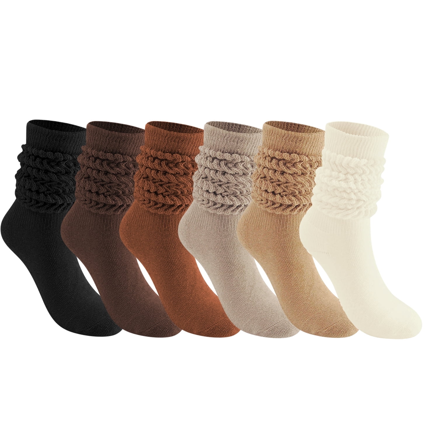 Loritta Slouch Socks Women Extra Long Knee High Socks Knit Soft Slouchy Boot Socks, 6 Pairs ...