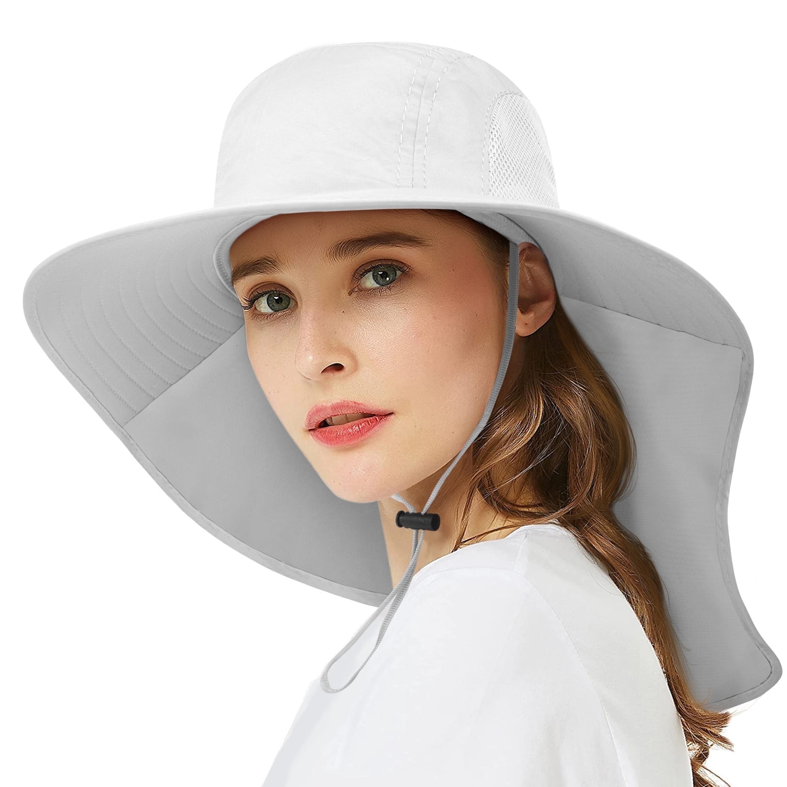 Loritta Wide Brim Sun Hat for Women, Waterproof UPF 50+ with Large Neck ...