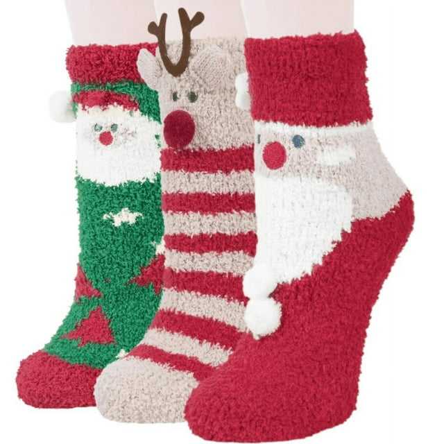 Loritta Women's Soft Fluffy Fuzzy Socks, 3 Pairs Winter Crew Warm Ankle ...