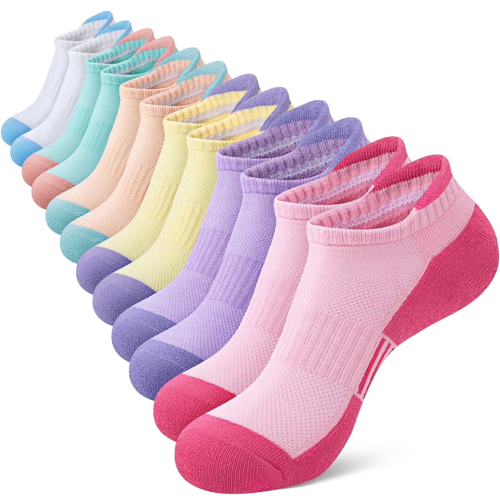 Loritta Womens No Show Socks, 6-Pack Cushioned Breathable Cotton Low ...