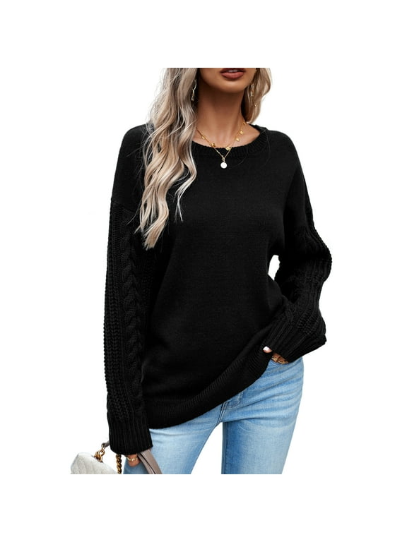 DOKOTOO Womens Lightweight Sweaters Pleated Sweater Crew Neck Long ...