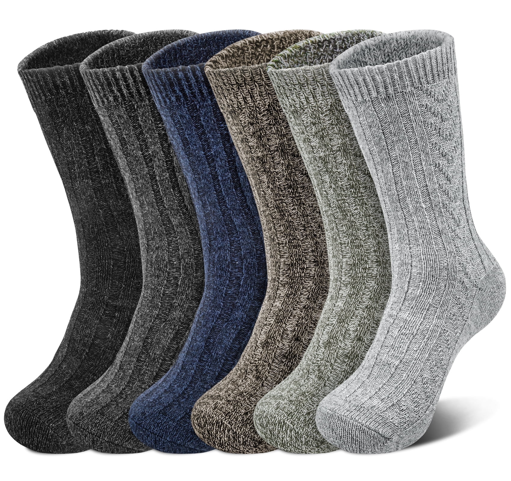 Loritta Comfy Men's Wool Socks, Thermal Winter Crew Dress Boot Socks ...