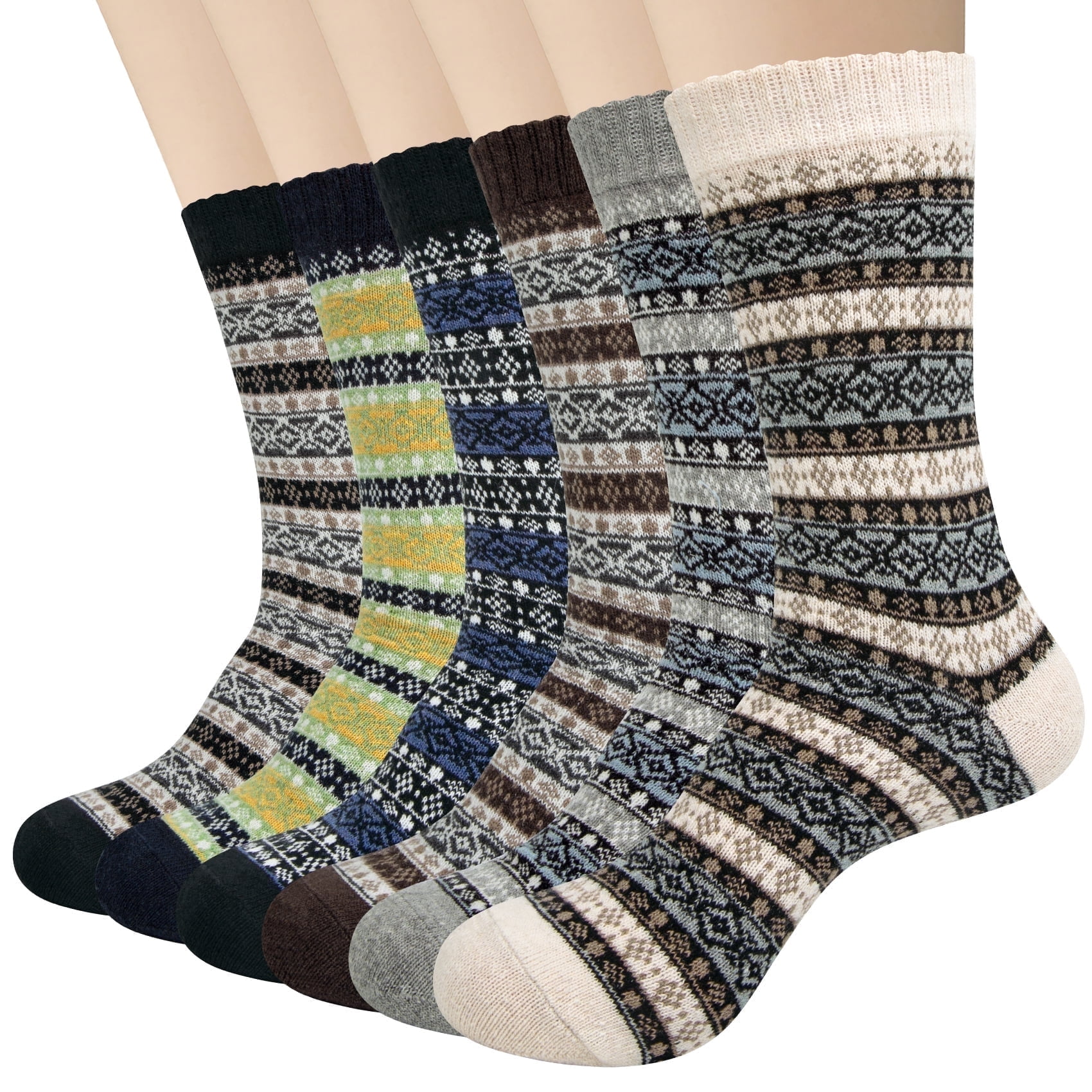 Loritta Mens Wool Socks Crew Dress Cozy Boot Thermal Winter Heated ...