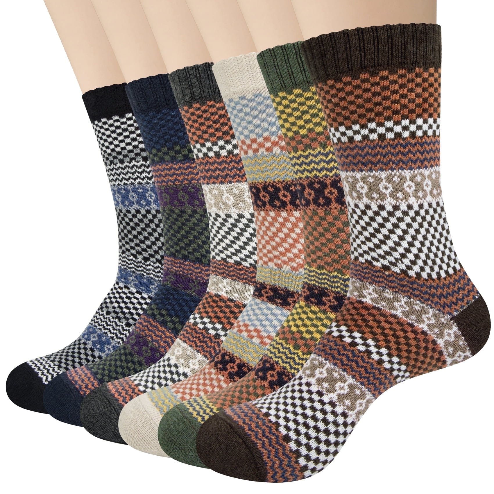 Loritta Mens Wool Socks Crew Dress Cozy Boot Thermal Winter Heated ...