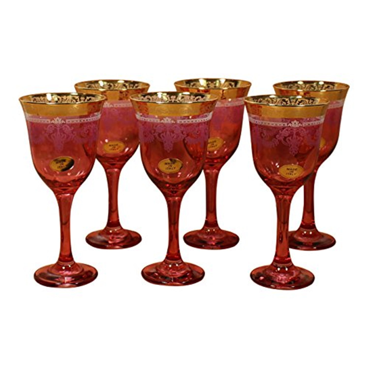 Lorren Home Trend Red 6-piece Crystal Drinking Glassware Set, Colored ...