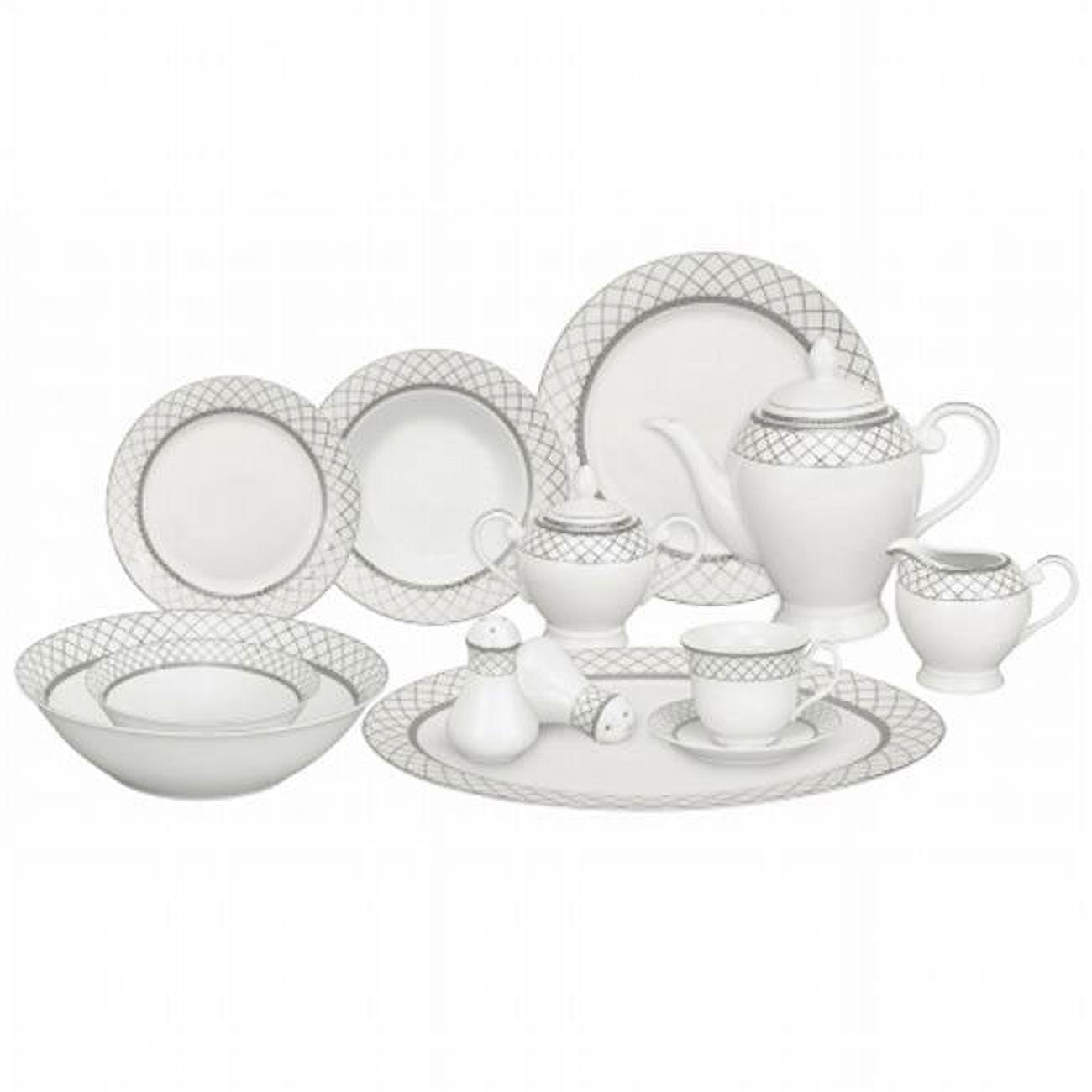 Lorenzo Import Silver Accent Porcelain Dinnerware Set, 57-Piece ...