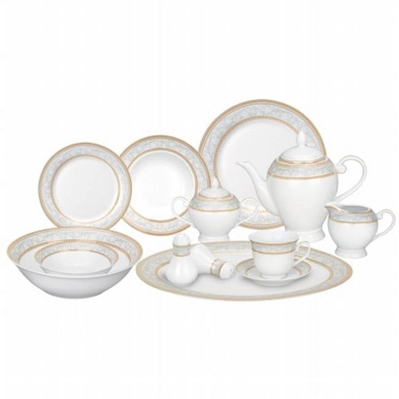 Lorren Home Trend s 57-piece Porcelain Dinnerware Set with Gold Accent ...