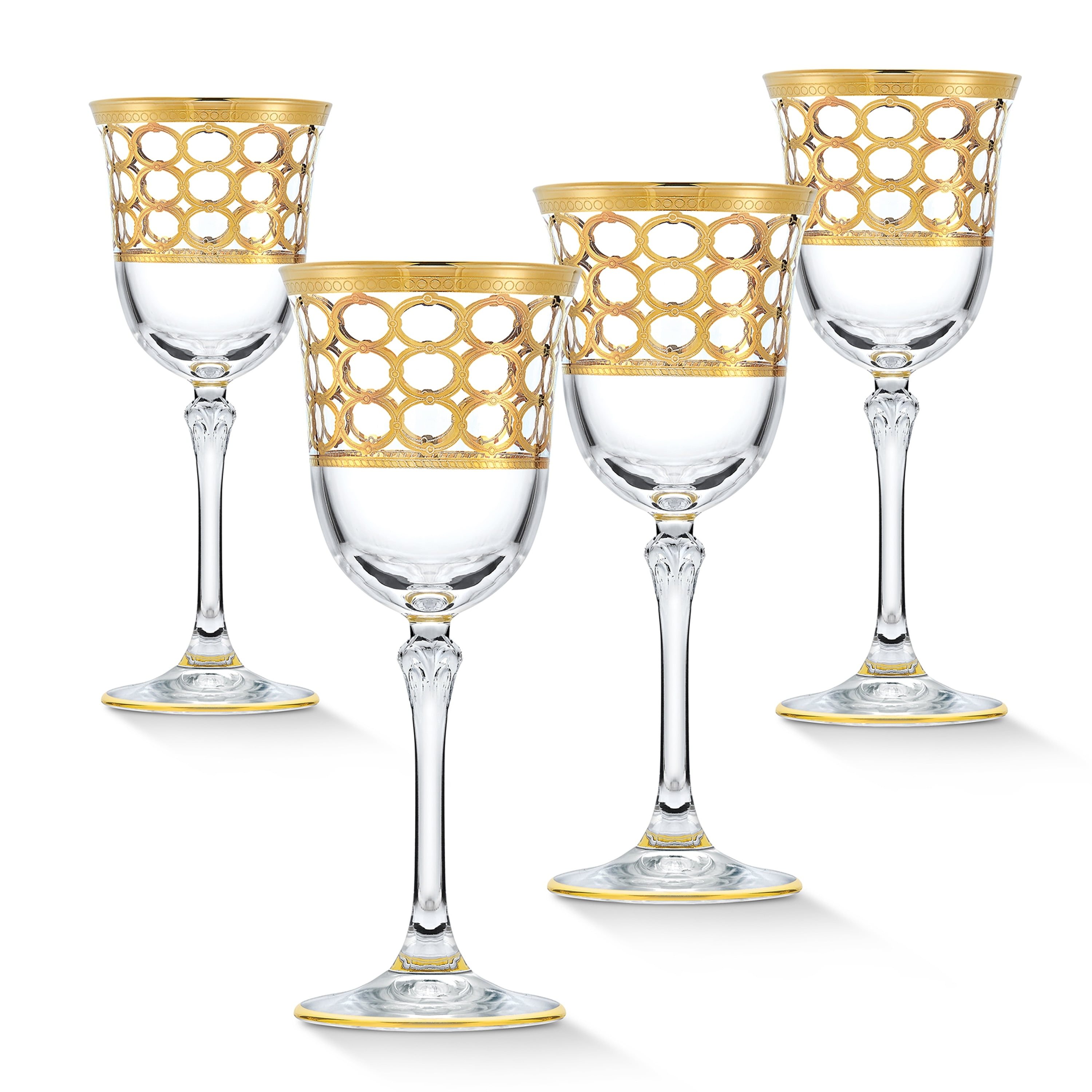 Lorren Home Trends Infinity Gold Ring Red Wine Goblet, Set of 4 ...