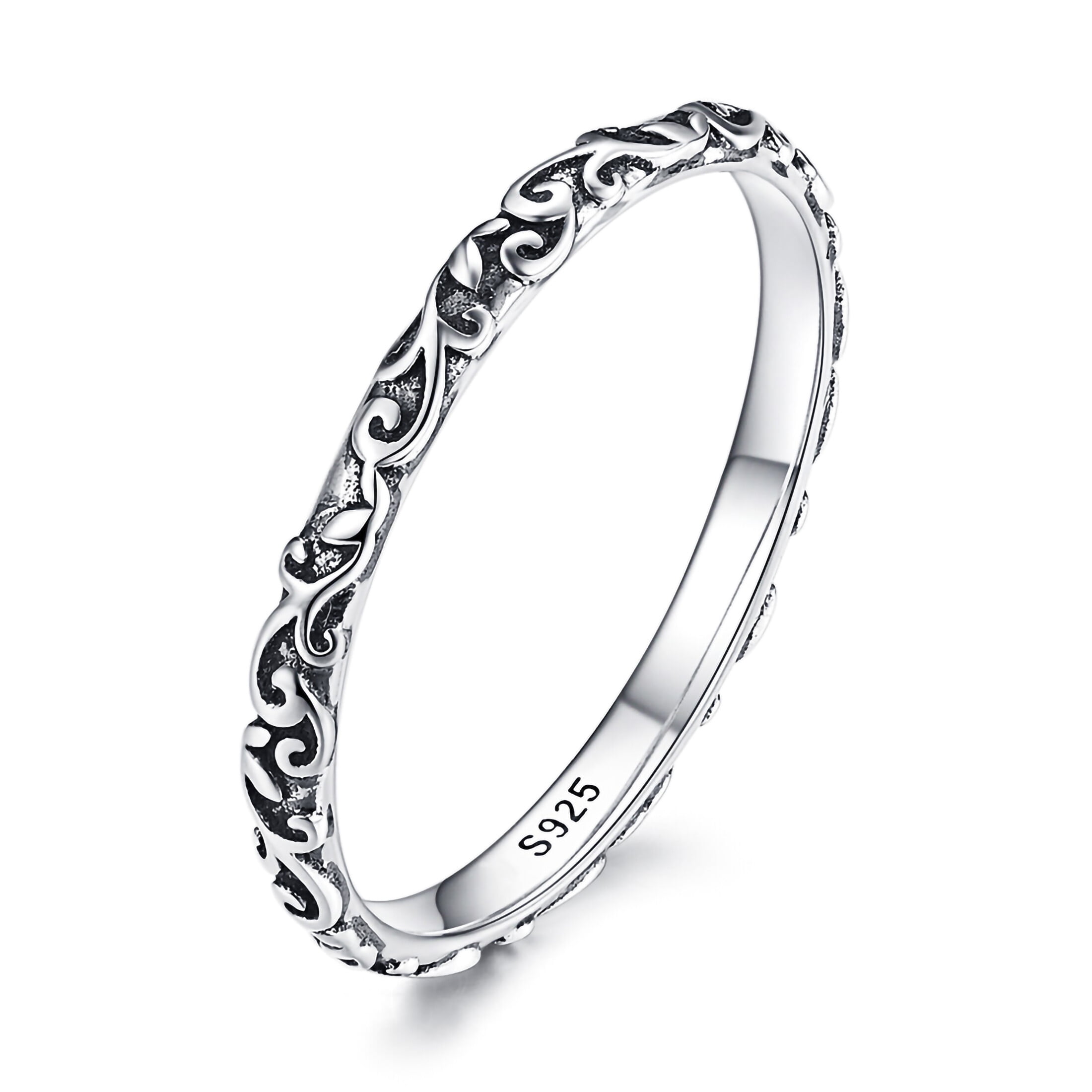 Lorrifal 925 Sterling Silver Handmade Fashion Retro Women's Plain Thin ...