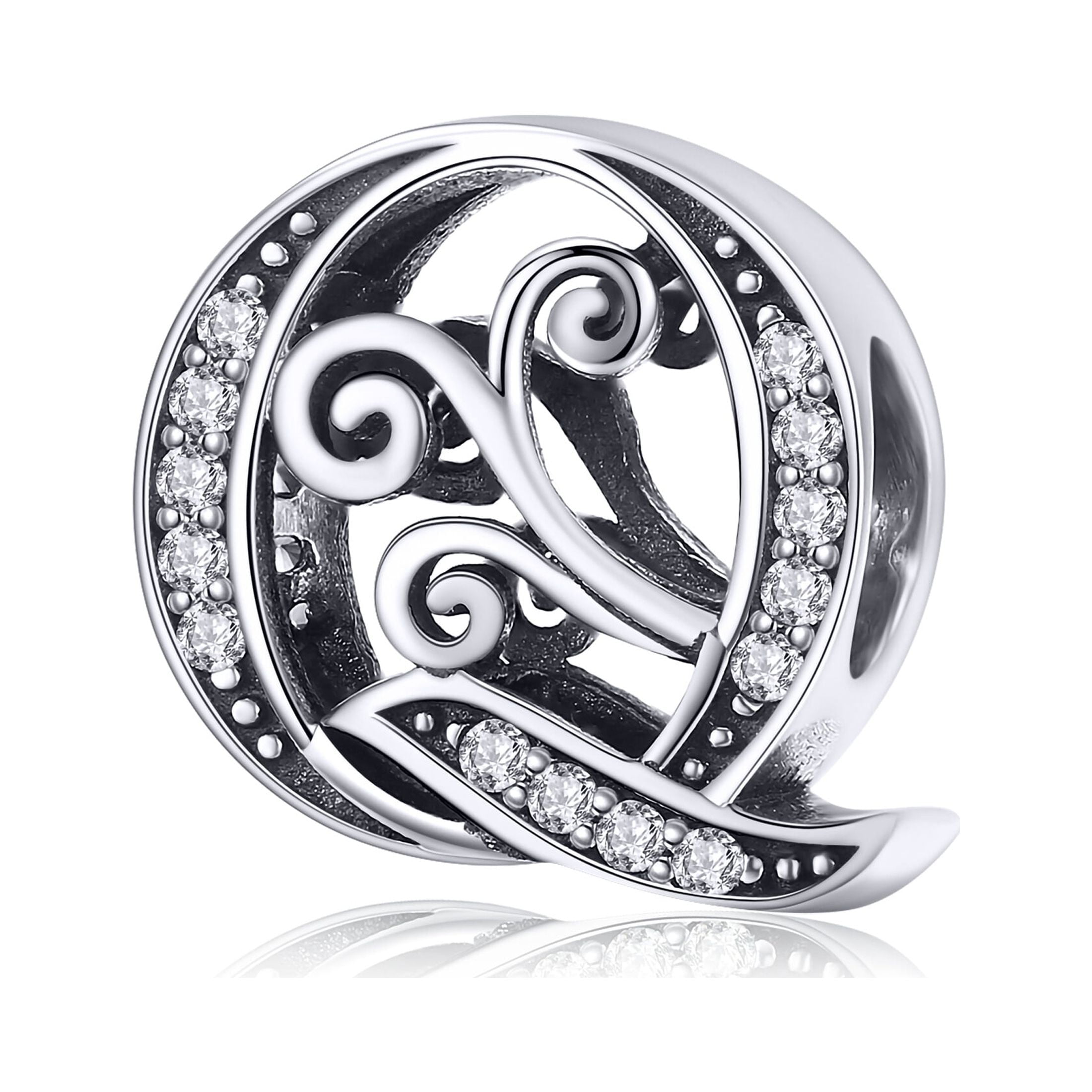 Lorrifal Solid 925 Sterling Silver Letter Initial B Charm Pandora European Bracelet Necklace ...