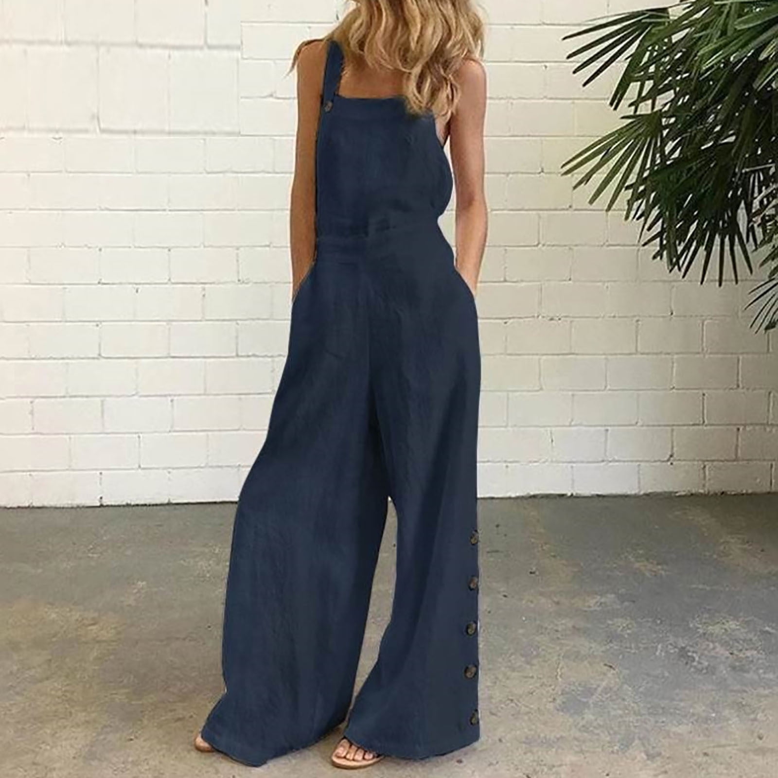 Lorytime Jumpsuit for Women Long Pants Summer Sexy Slim Solid Color One ...