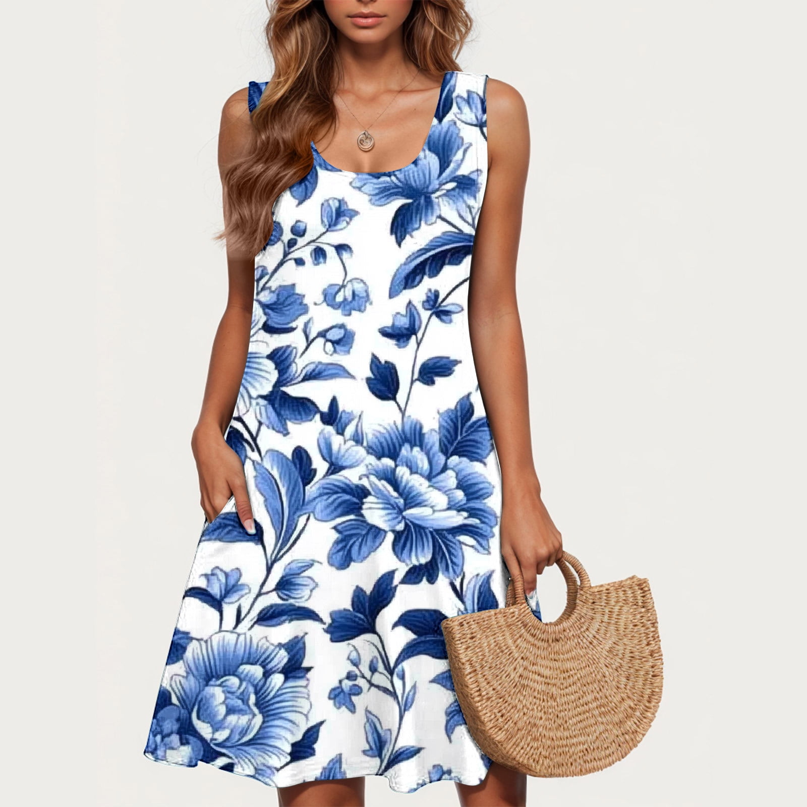 Lorytime Knee Length Dresses for Women Summer with Pocket Sleeveless ...