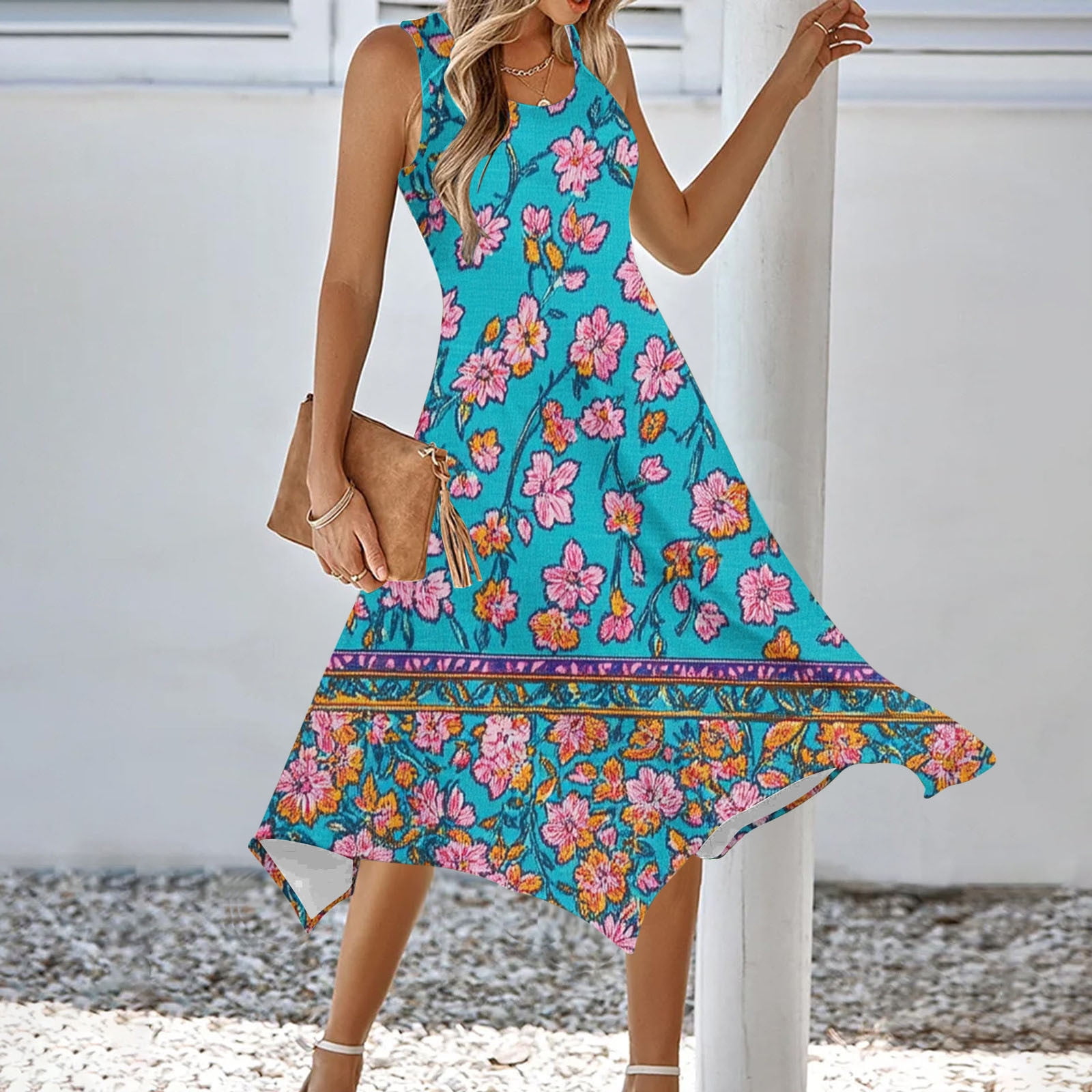 Lorytime Sleeveless Sundresses for Women Summer with Pocket Tank Dress ...