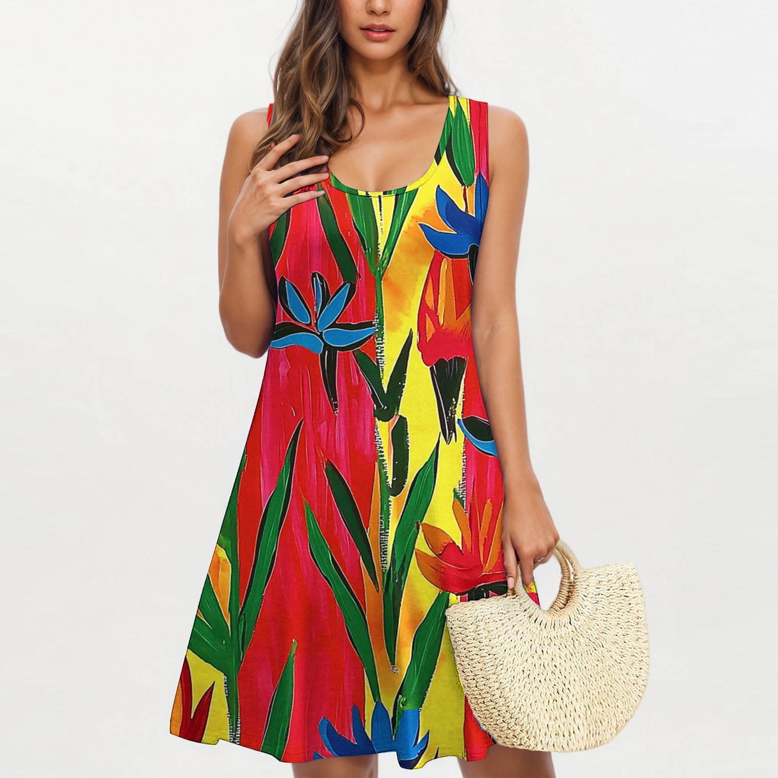 Lorytime Sleeveless Sundresses for Women Summer with Pocket Tank Dress ...