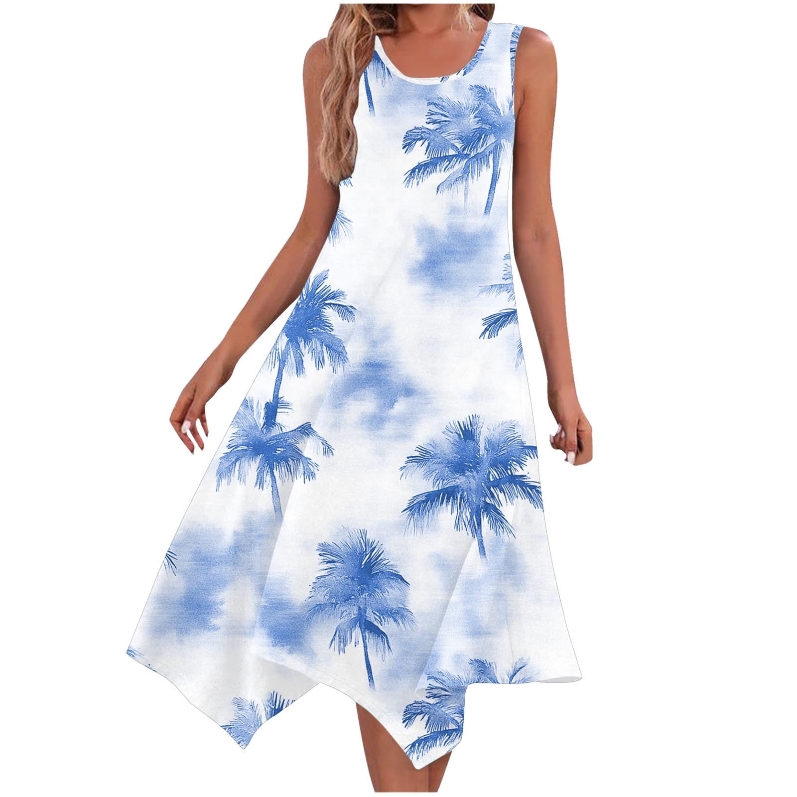 Lorytime Womens Sundresses Midi Length Blue Summer with Pocket ...
