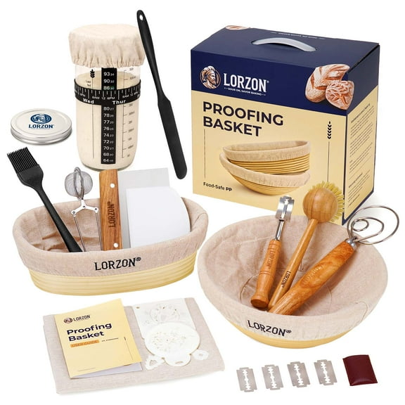 Sourdough Starter Kit, 9" Round & 10" Oval Banneton Bread Proofing ...
