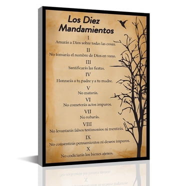 Los 10 Mandamientos En Español Para Pared Bible Verse Wall Art ...