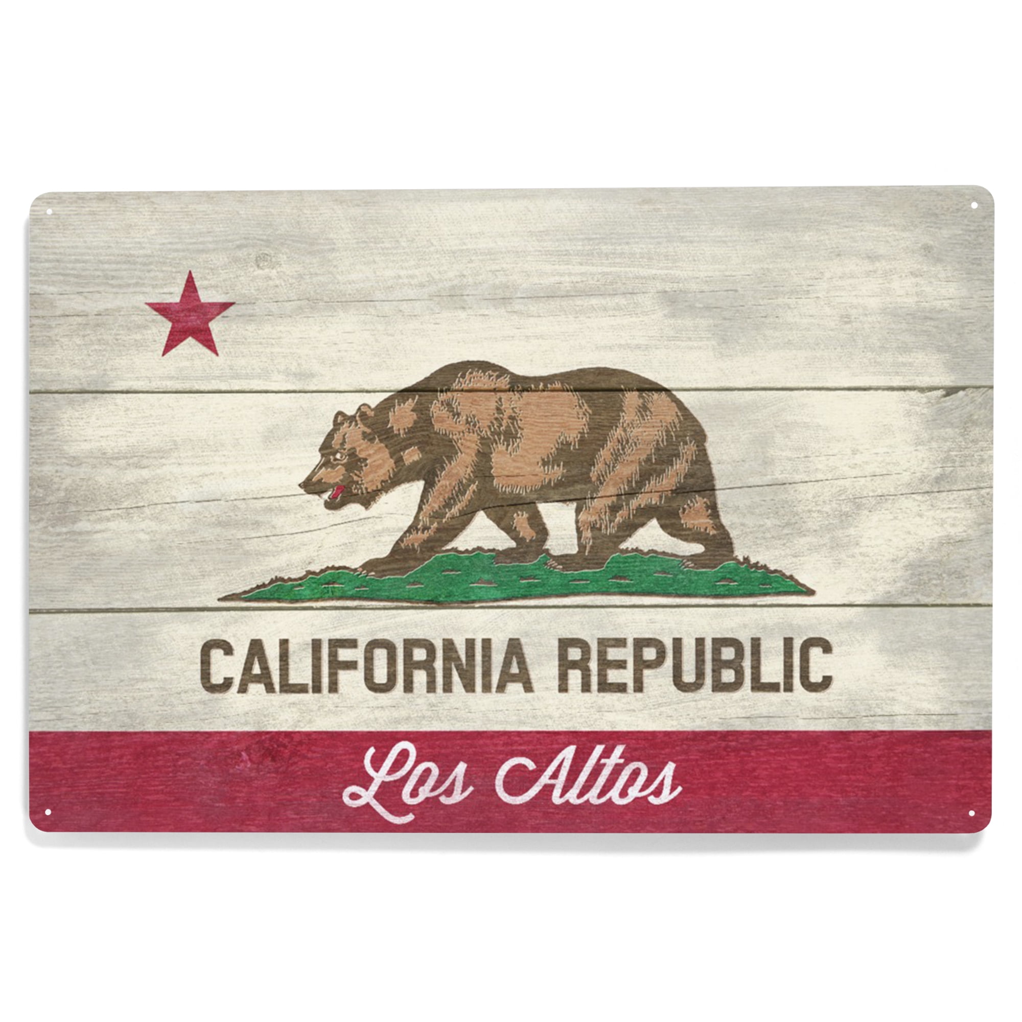 Los Altos, California, Rustic State Flag (12x18 Aluminum Art, Indoor ...
