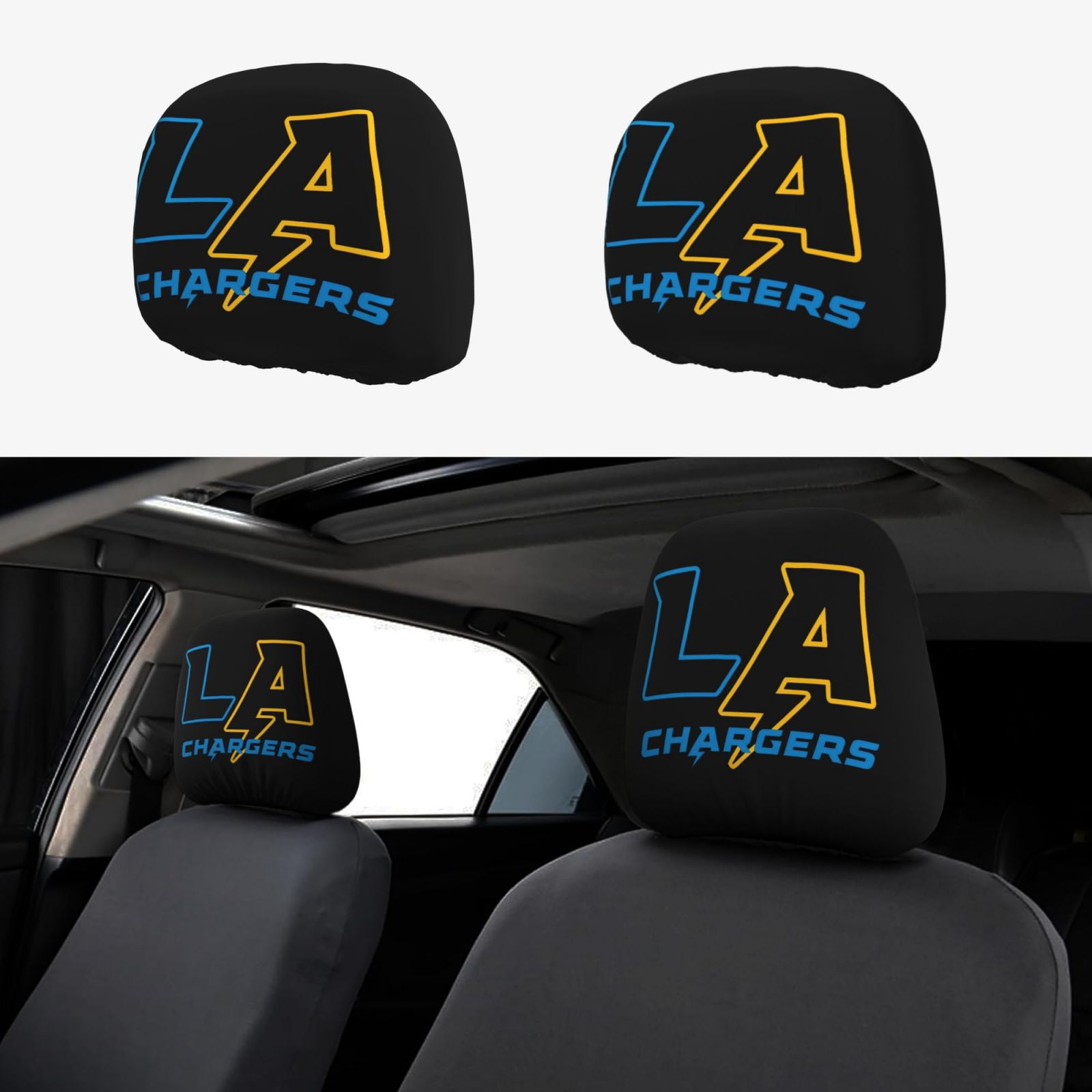 Los_Angeles C Team Car Headrest Covers (Pack of Two) Elastic Car Dust ...