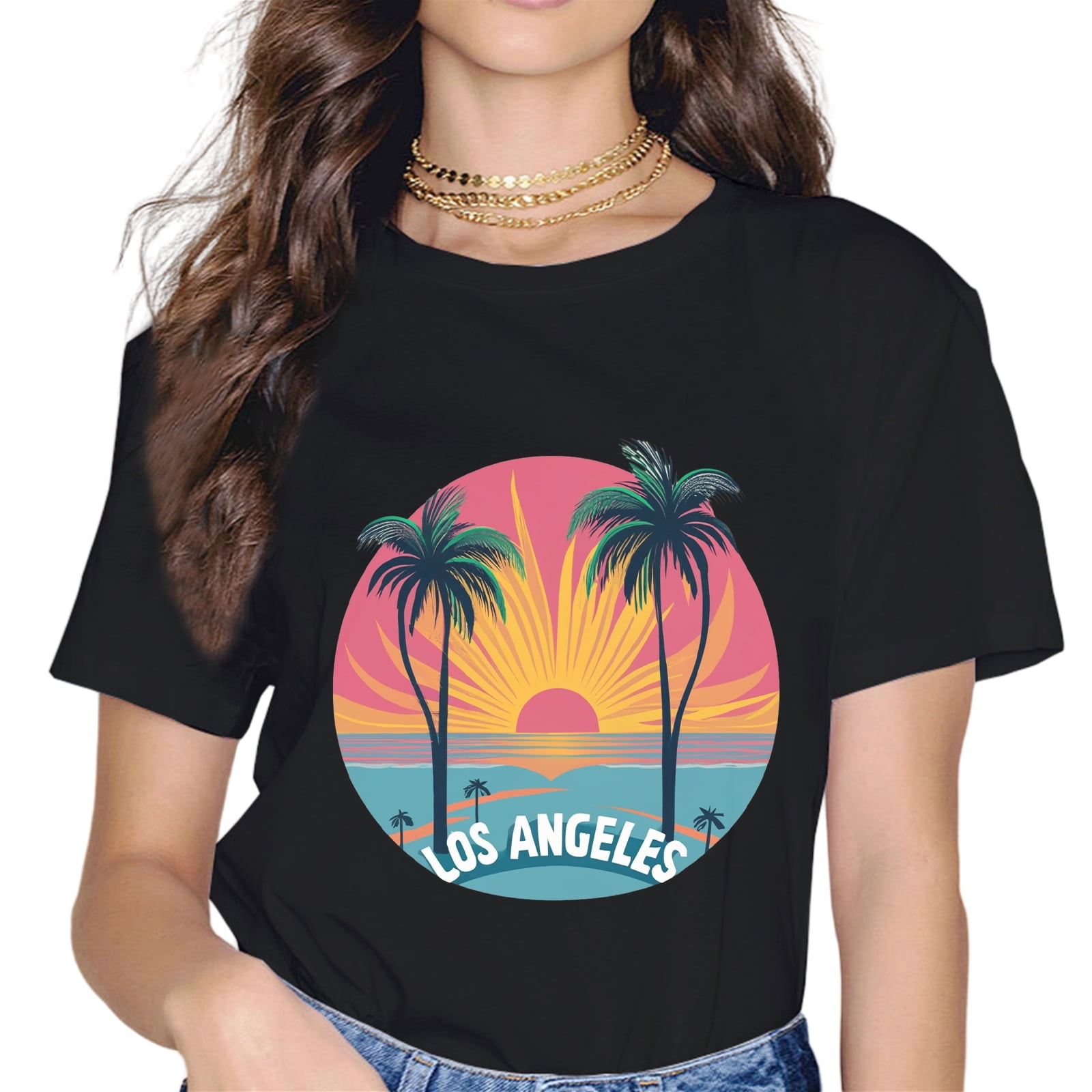 Los Angeles CA Vintage 70s Retro Throwback Design T-Shirt - Walmart.com