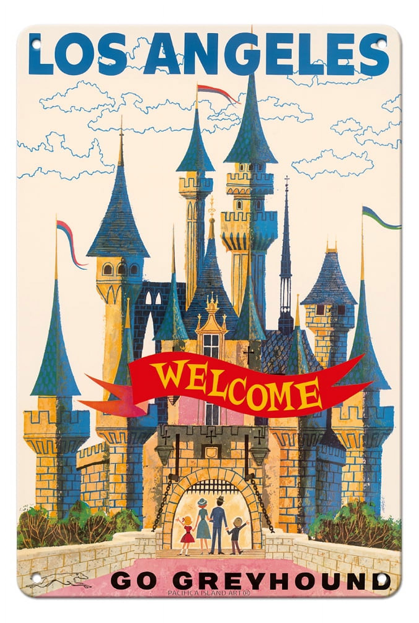 Los Angeles California - Go Greyhound Bus Lines - Vintage Travel Poster ...