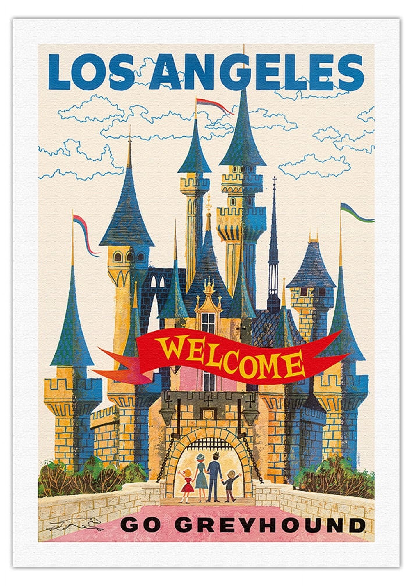Los Angeles California - Go Greyhound Bus Lines - Vintage Travel Poster ...