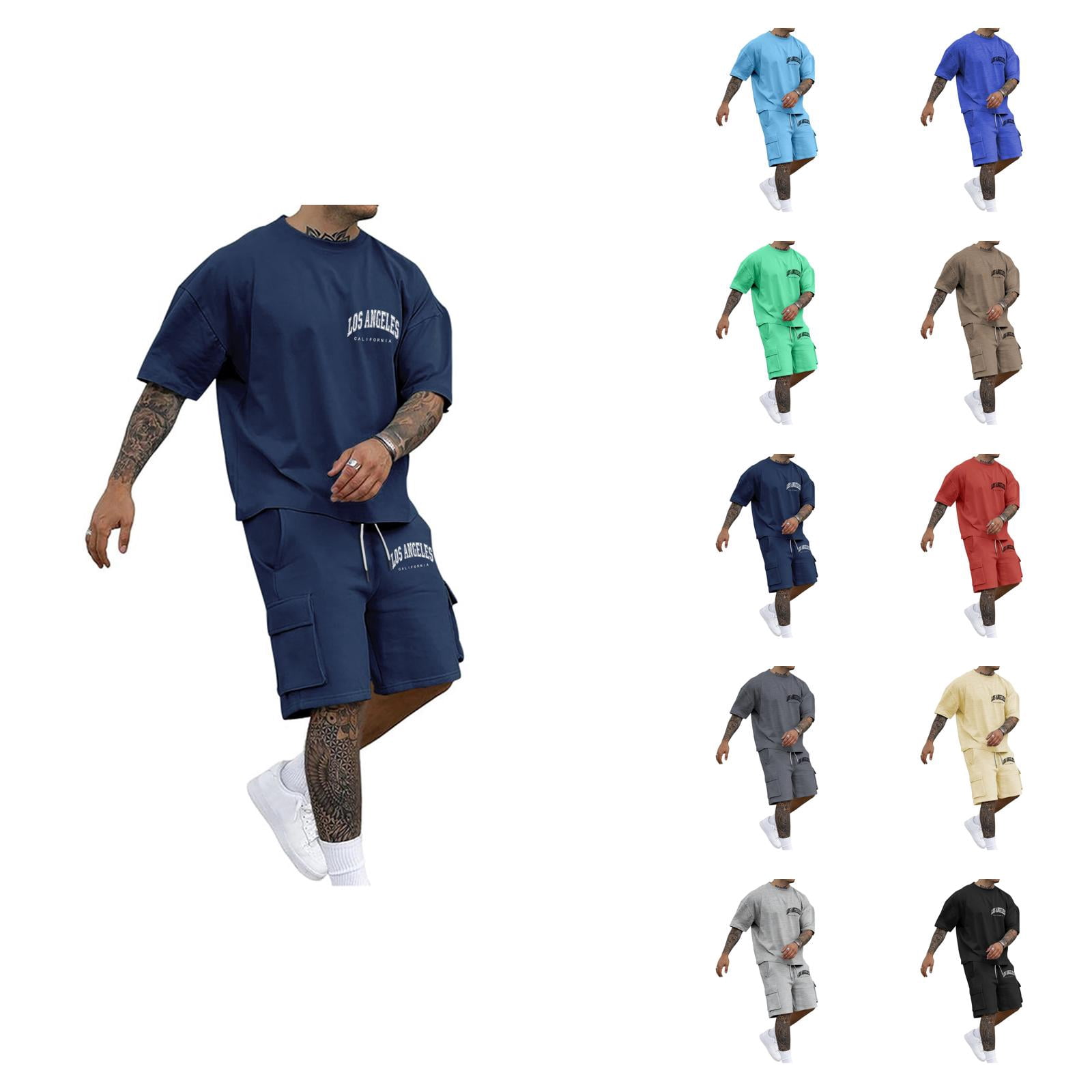 Los Angeles California Graphic Short Sets for Men Summer Casual ...