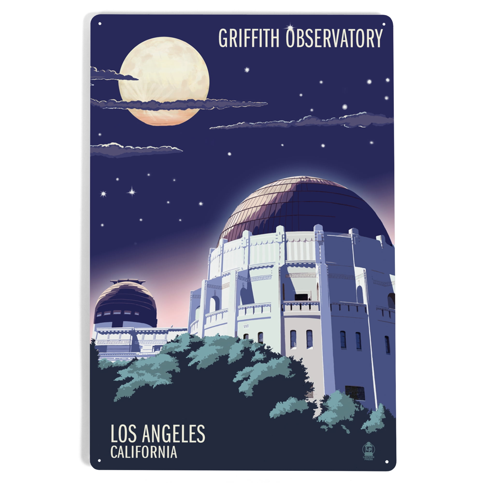 Los Angeles, California, Griffith Observatory at Night (12x18 Aluminum ...