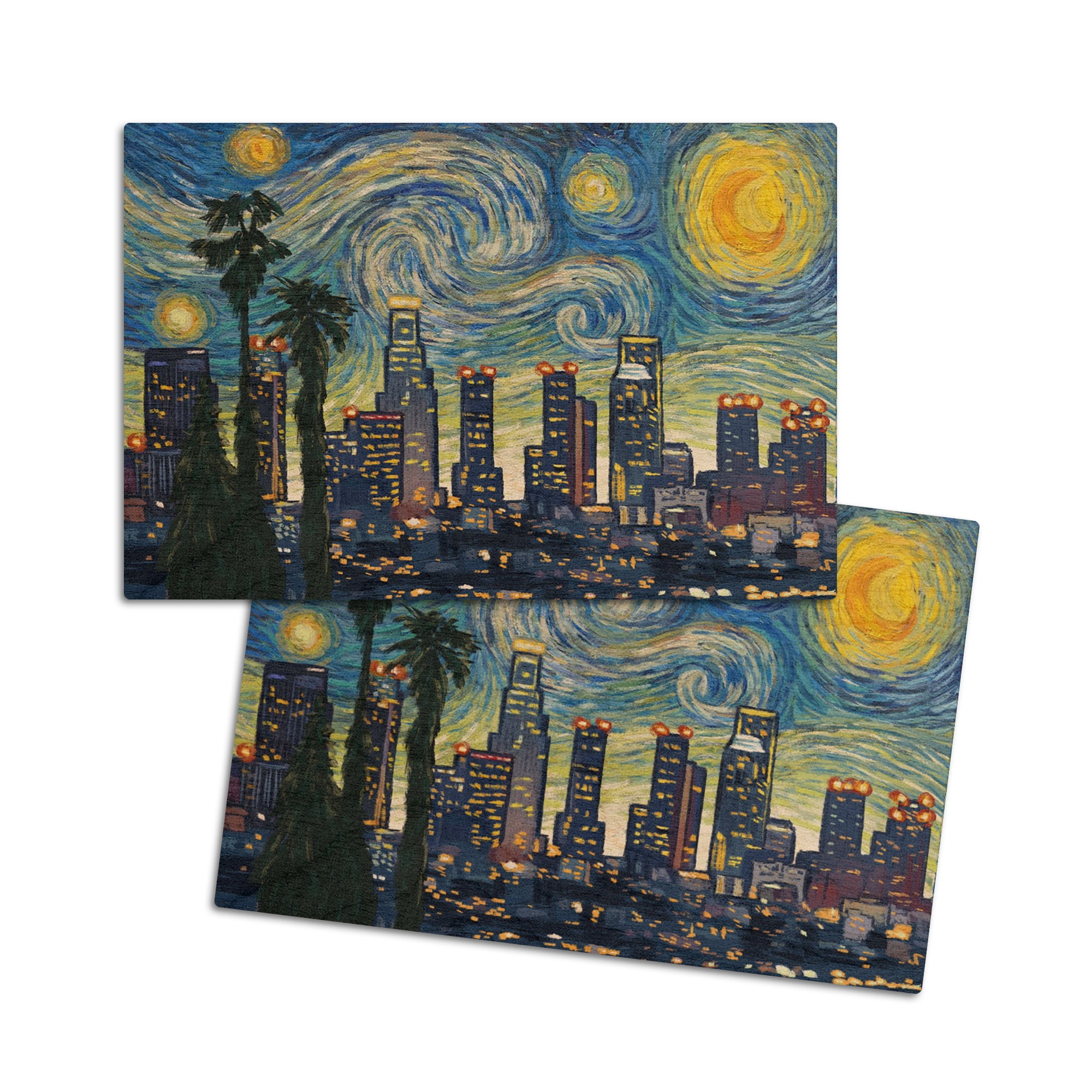 Los Angeles, California, Starry Night City Series (4x6 Birch Wood ...