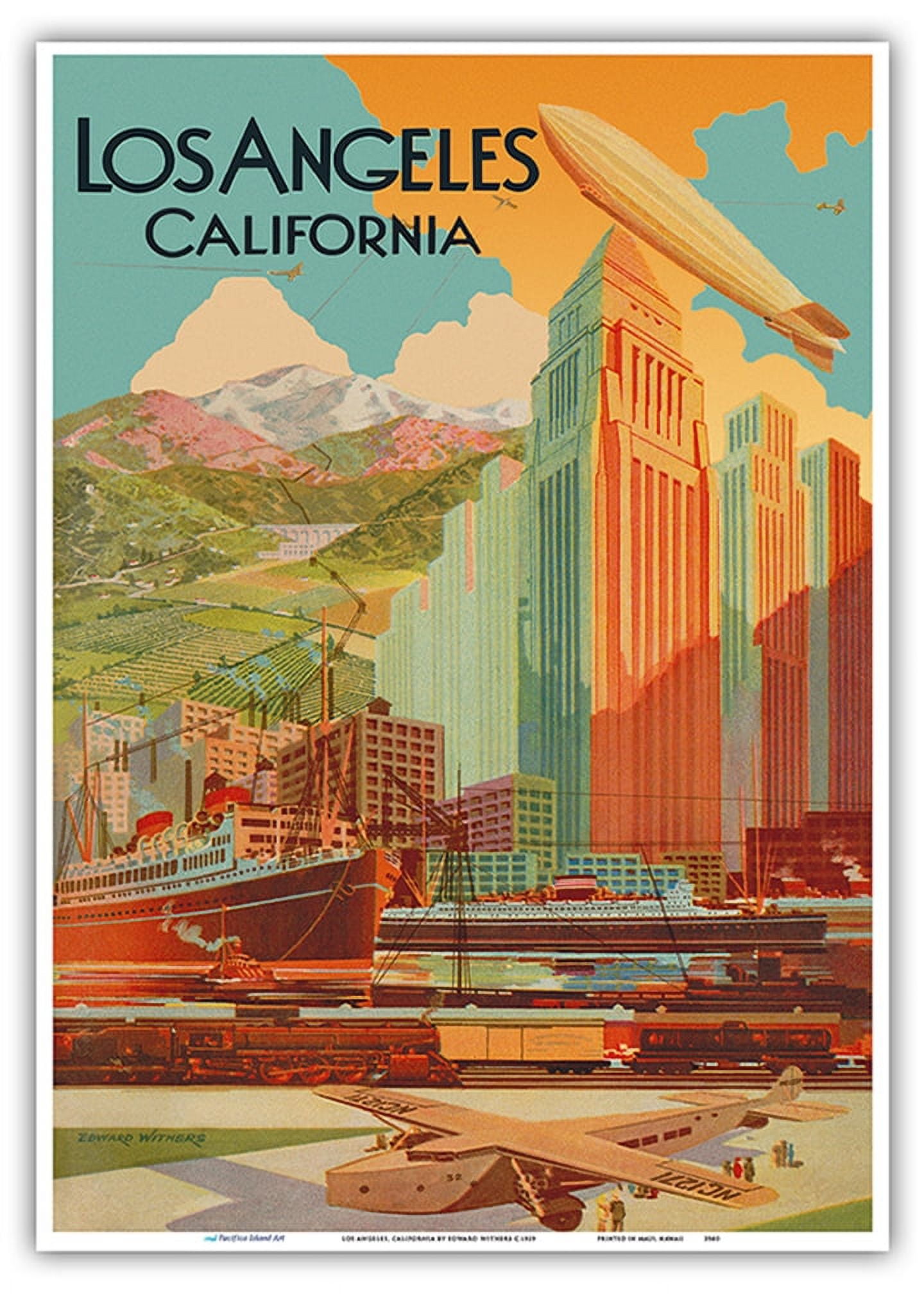 Los Angeles California - Vintage Travel Poster by Edward Withers c.1929 ...