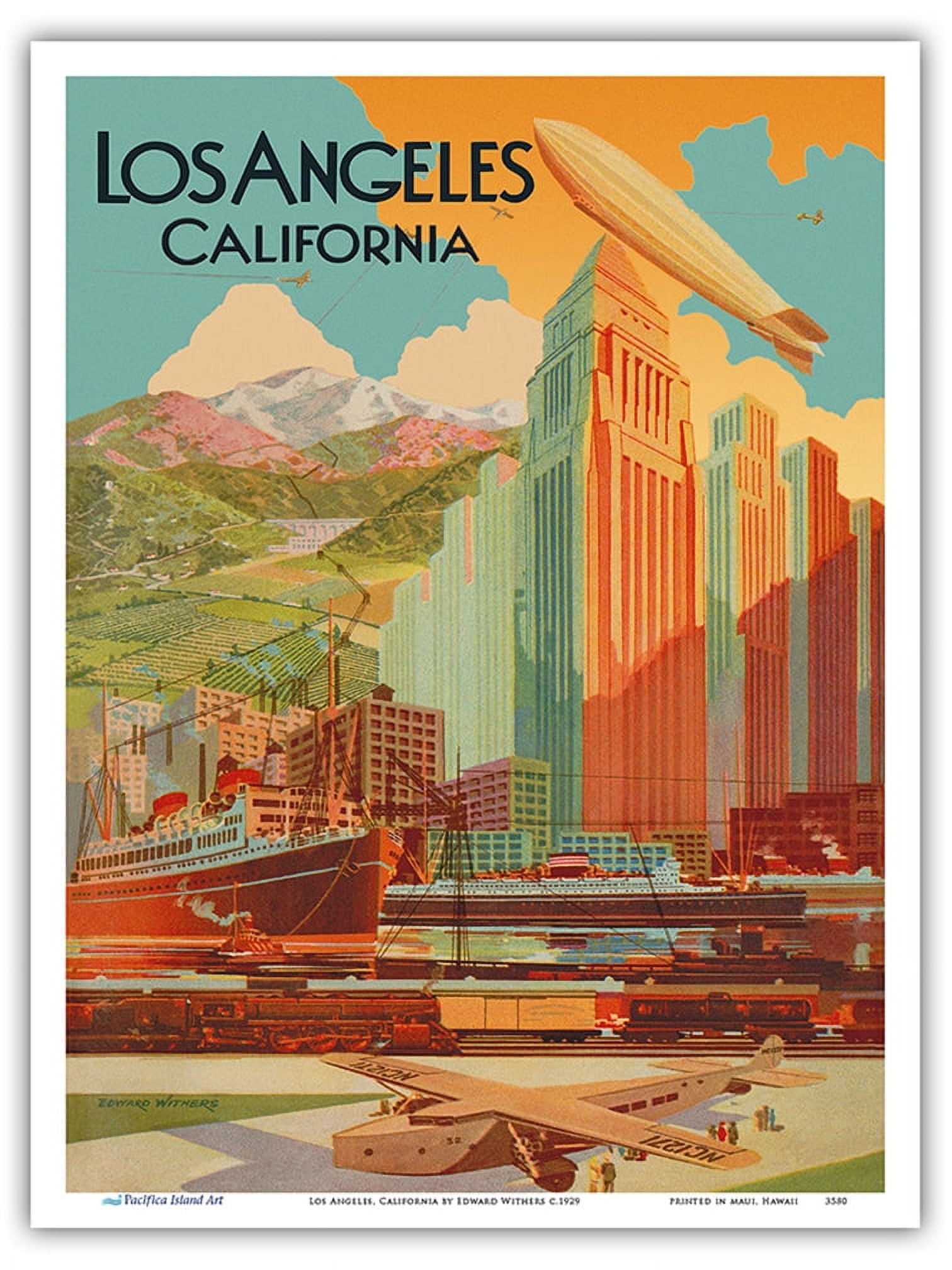 Los Angeles California - Vintage Travel Poster by Edward Withers c.1929 ...