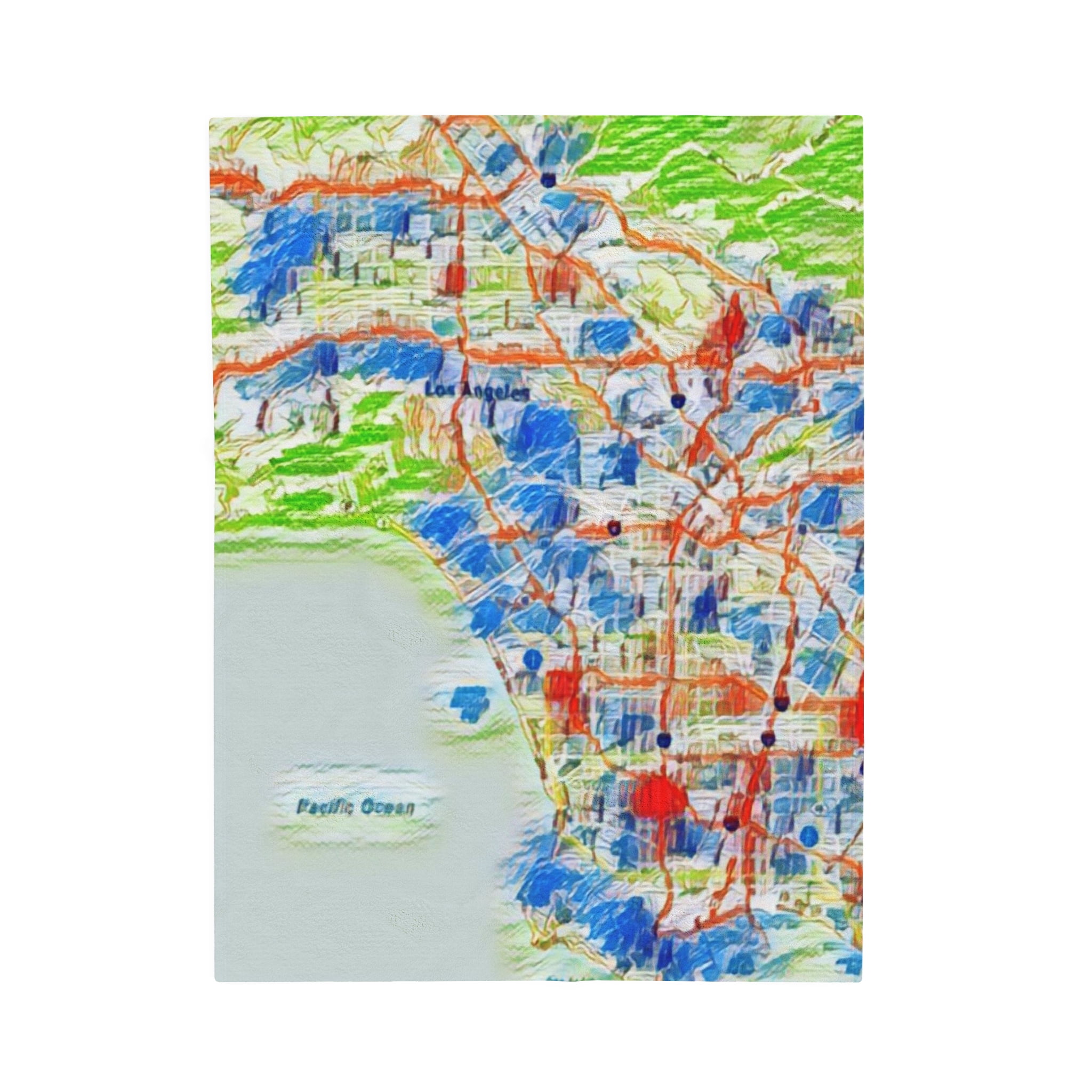Los Angeles Cartoon Map, Velveteen Plush Blanket - Walmart.com