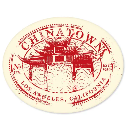 Los Angeles Chinatown Travel Stamp Bumper Sticker Phone Decal Water ...