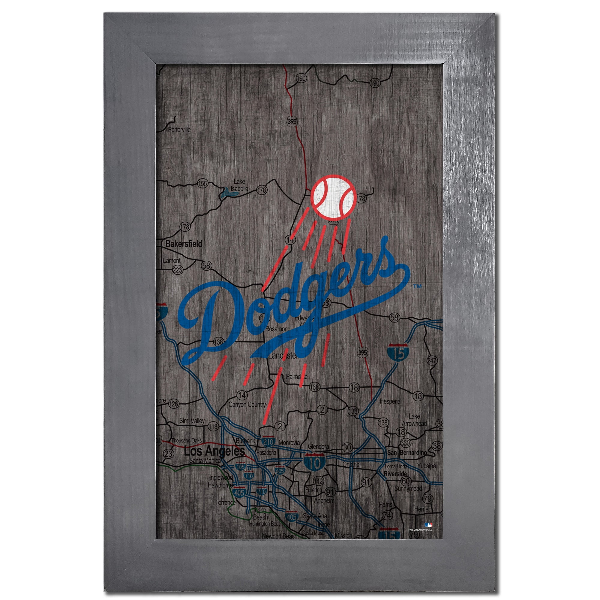 Los Angeles Dodgers 11'' x 19'' Framed Team City Map Sign - Walmart.com