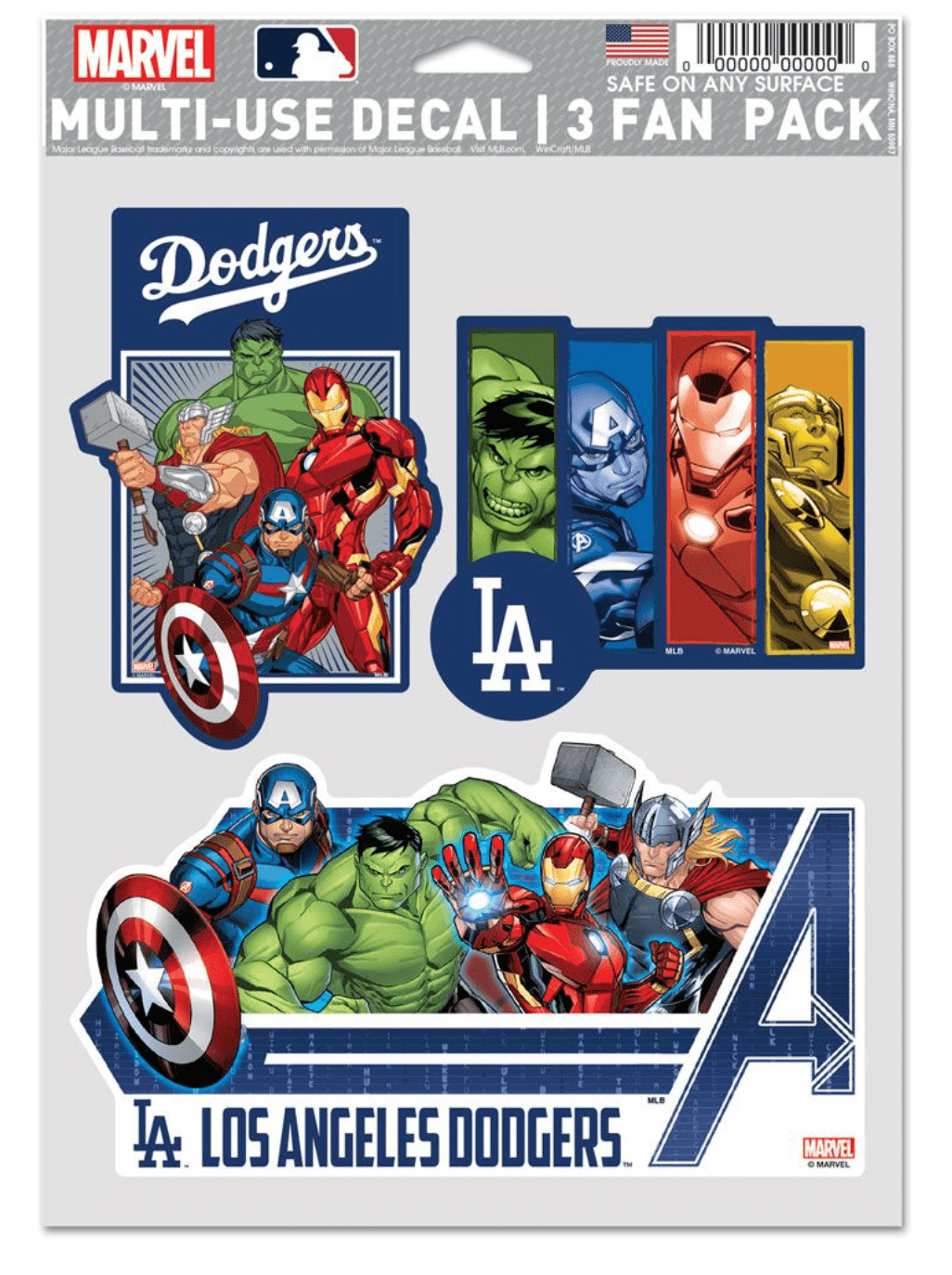 Los Angeles Dodgers Marvel Multi-Use Decal 3 Fan Pack - Walmart.com
