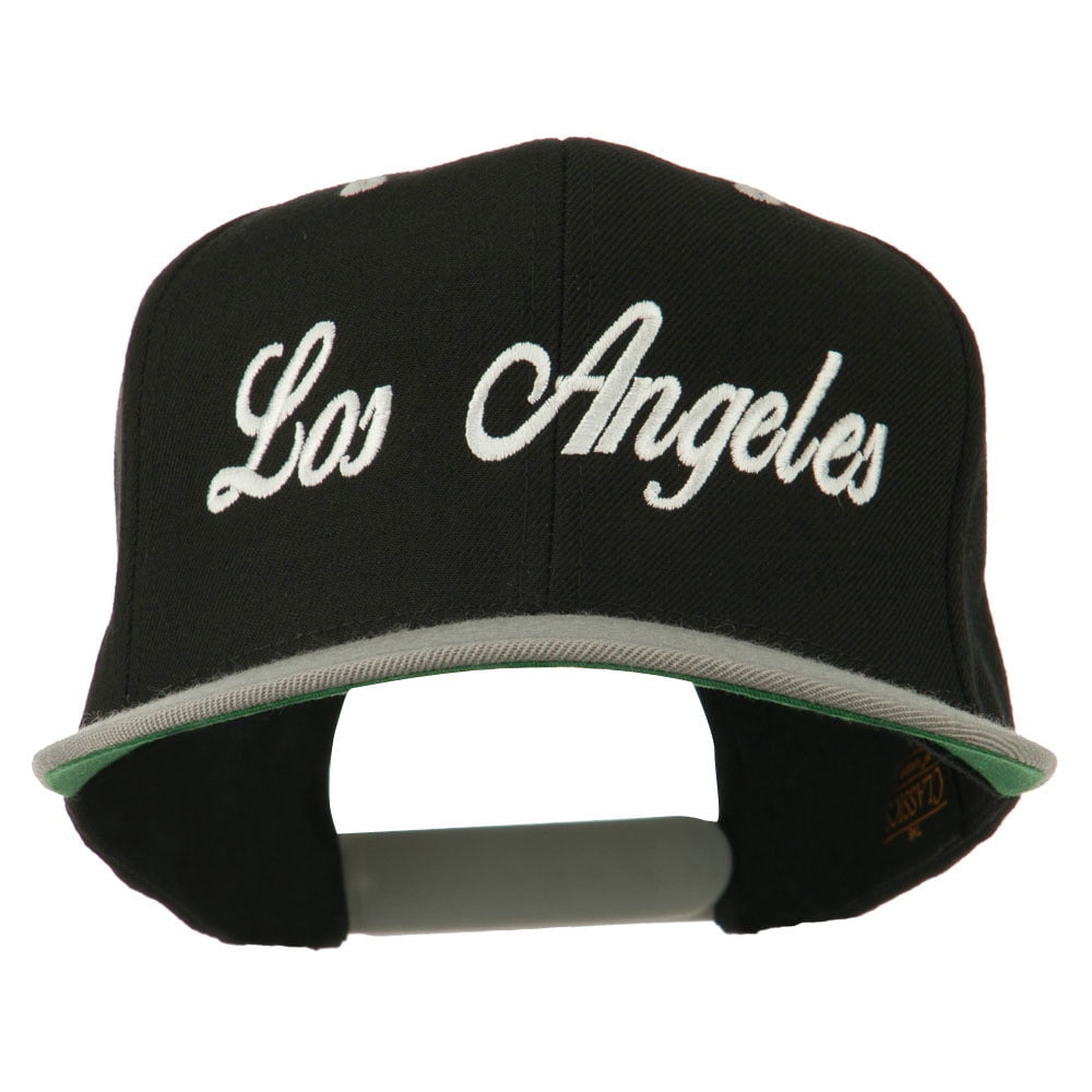 Los Angeles Embroidered Snapback Cap - Black Silver OSFM - Walmart.com