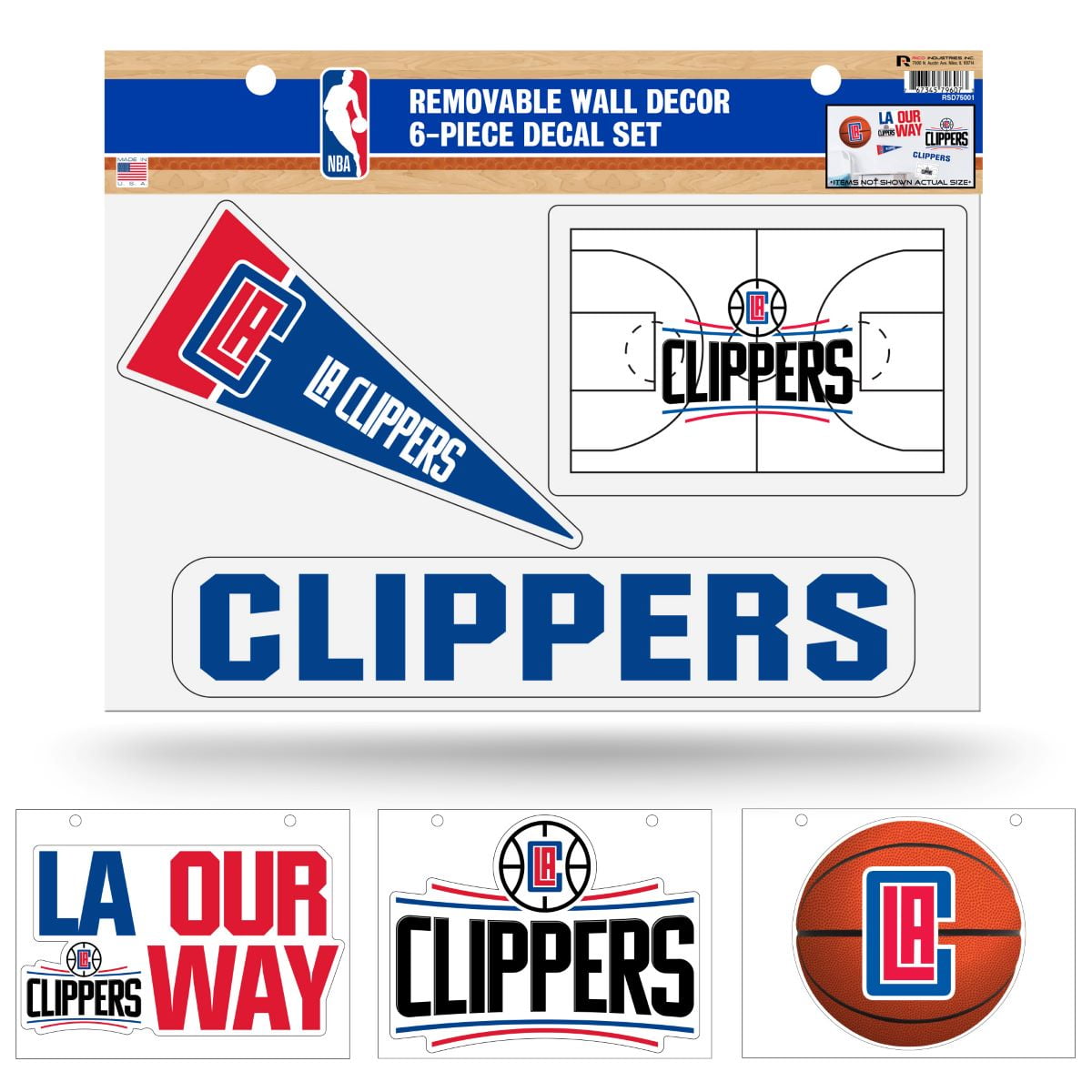 Los Angeles L.A. Clippers Basketball (Set of 6) Individual Easy Peel ...