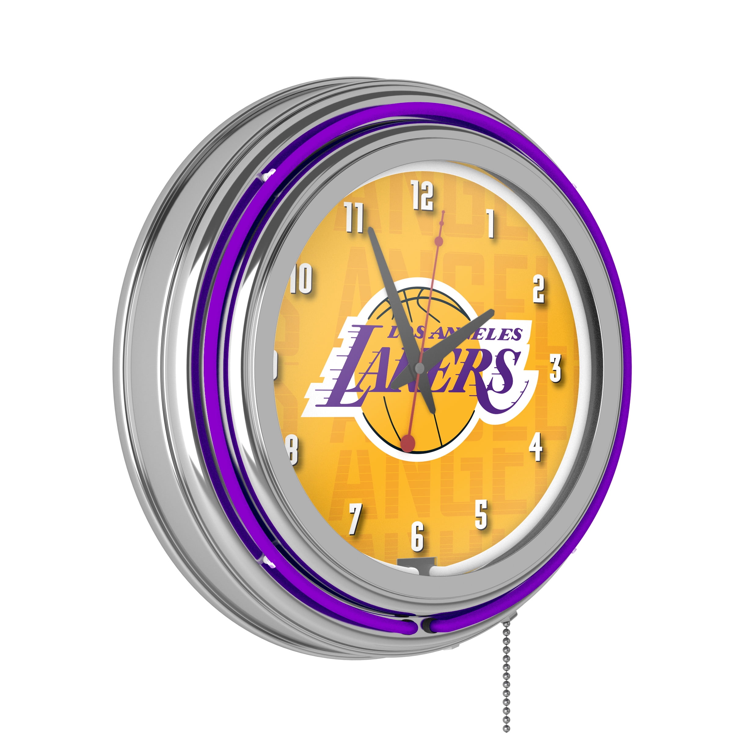 Los Angeles Lakers City Retro Neon Analog Wall Clock with Pull Chain ...
