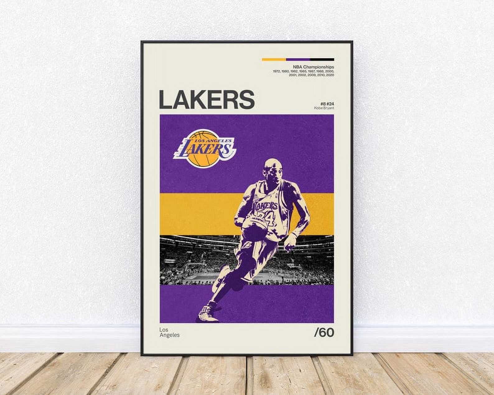 Los Angeles Lakers Kobe Bryant Poster, Retro Style Print, NBA ...