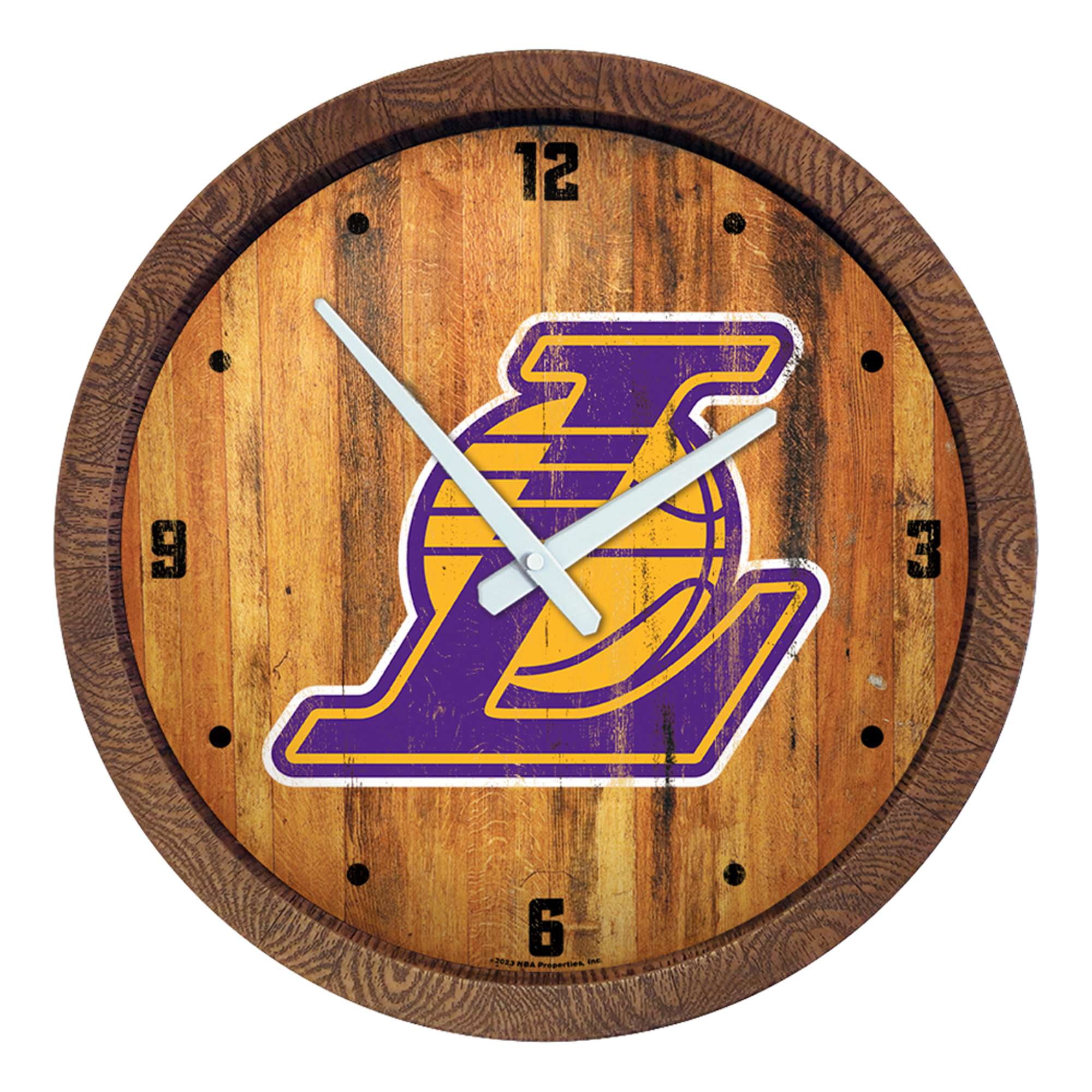 Los Angeles Lakers 20.25" Faux Barrel Top Clock - Walmart.com