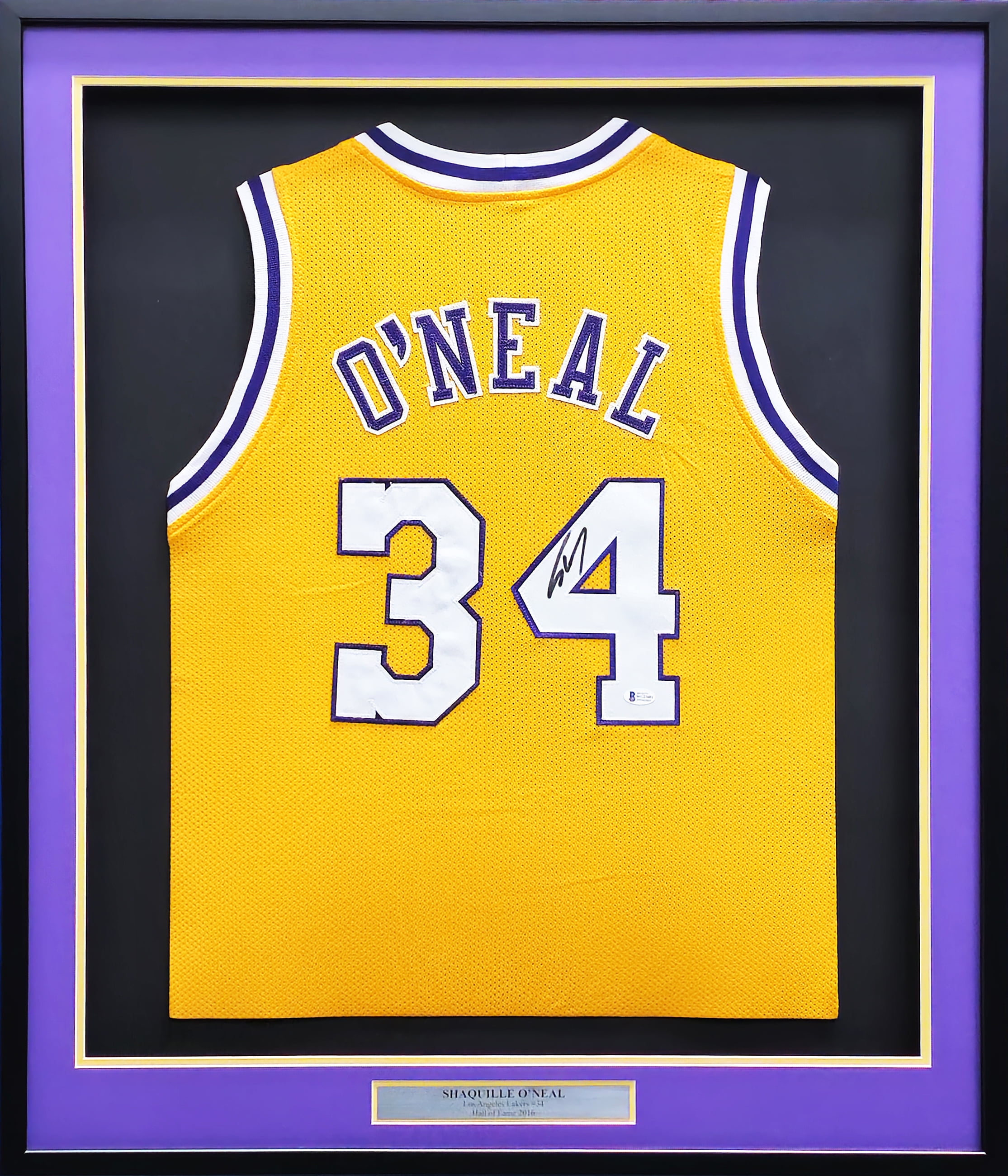 Los Angeles Lakers Shaquille O'Neal Autographed Framed Yellow Jersey ...