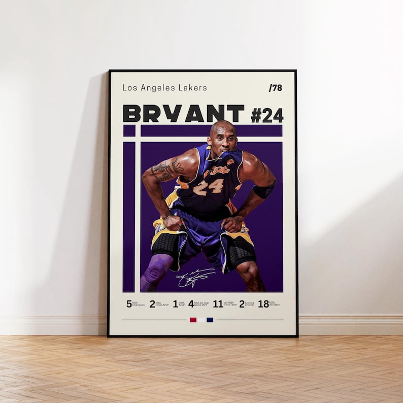 Los Angeles Lakers Wall Art Featuring Kobe Bryant #24 Legend Basketball ...